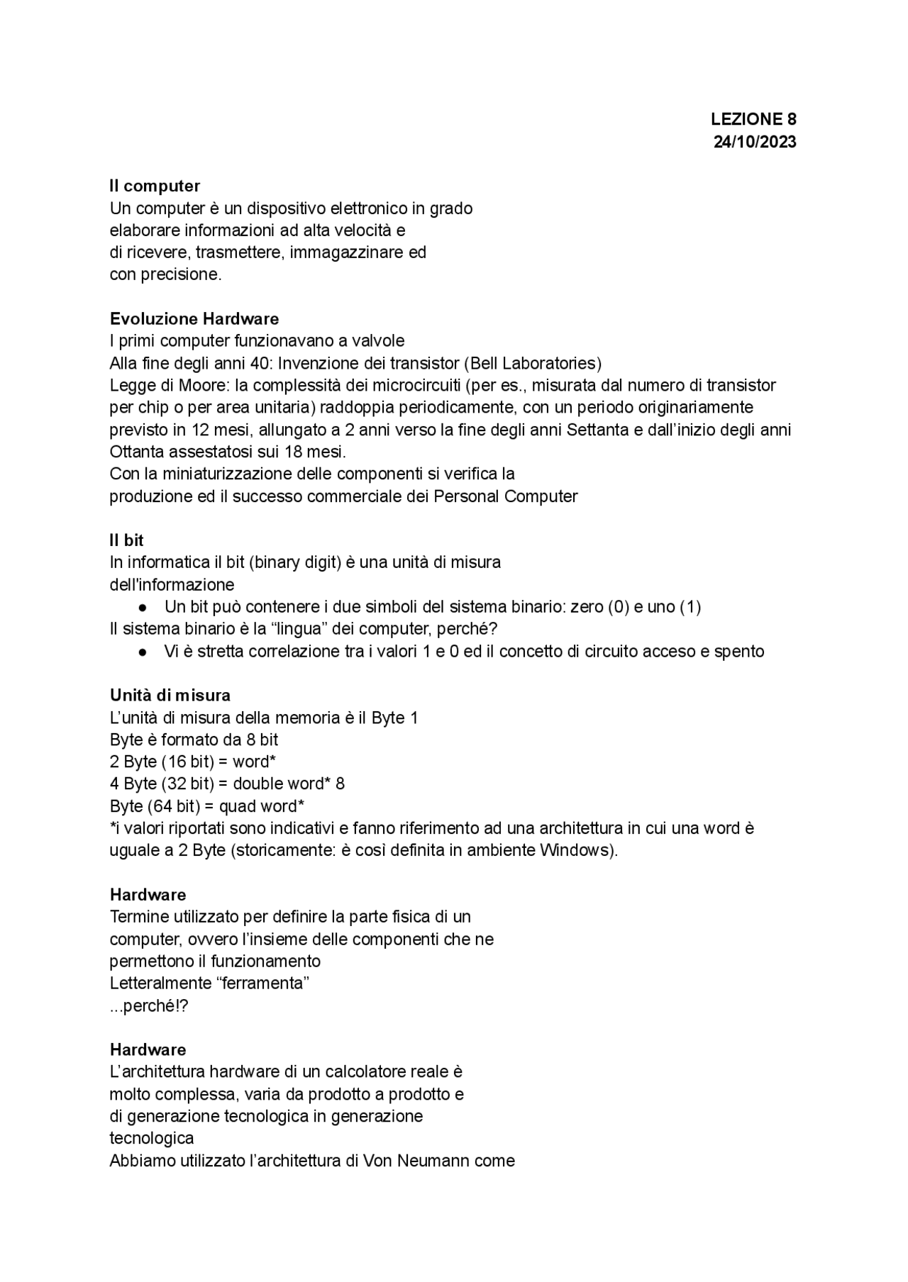 SPIEGAZIONE DEL COMPUTER | Slide di Informatica | Docsity