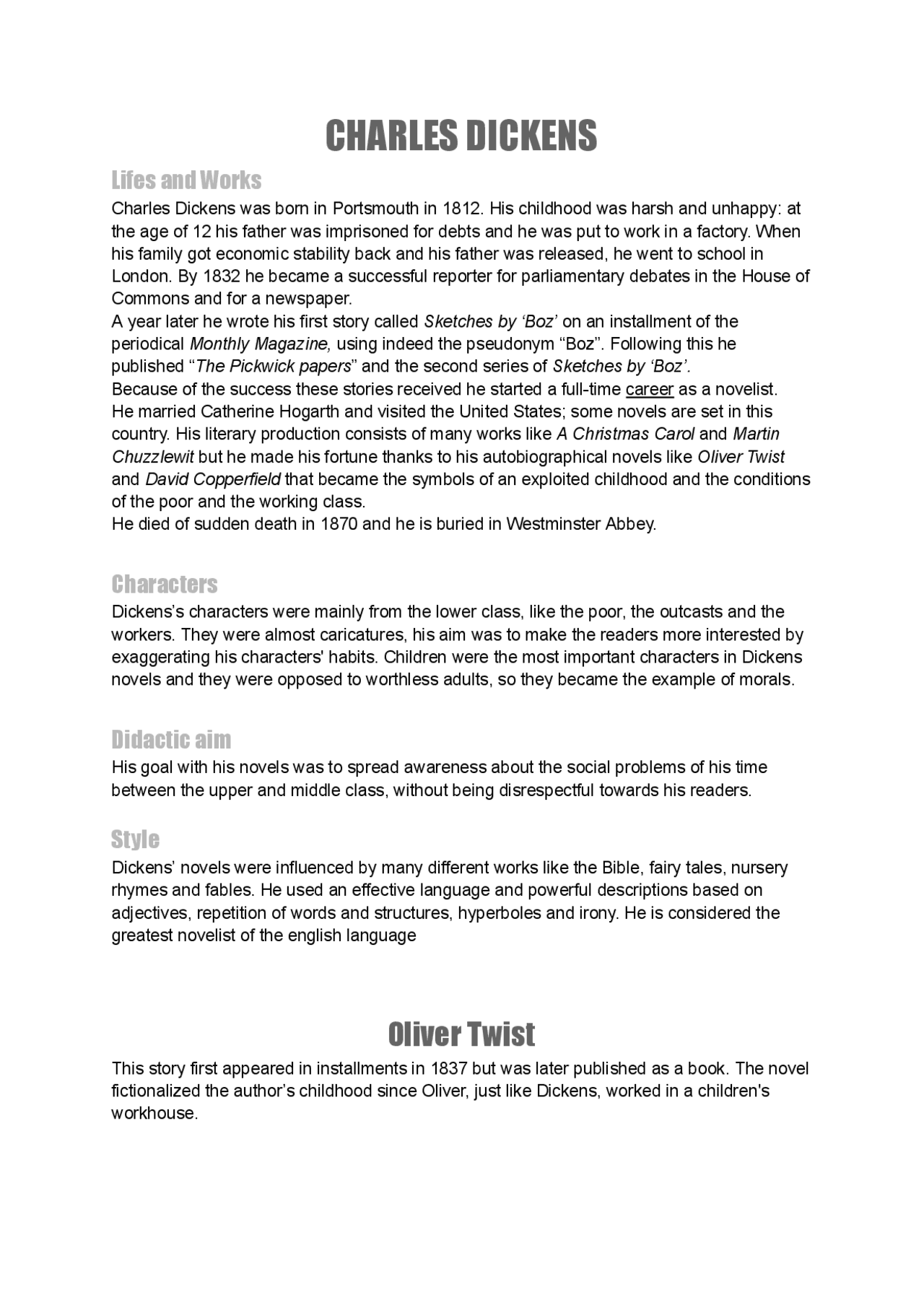 Charles Dickens: Life, Works, and Social Critique | Sintesi del corso ...