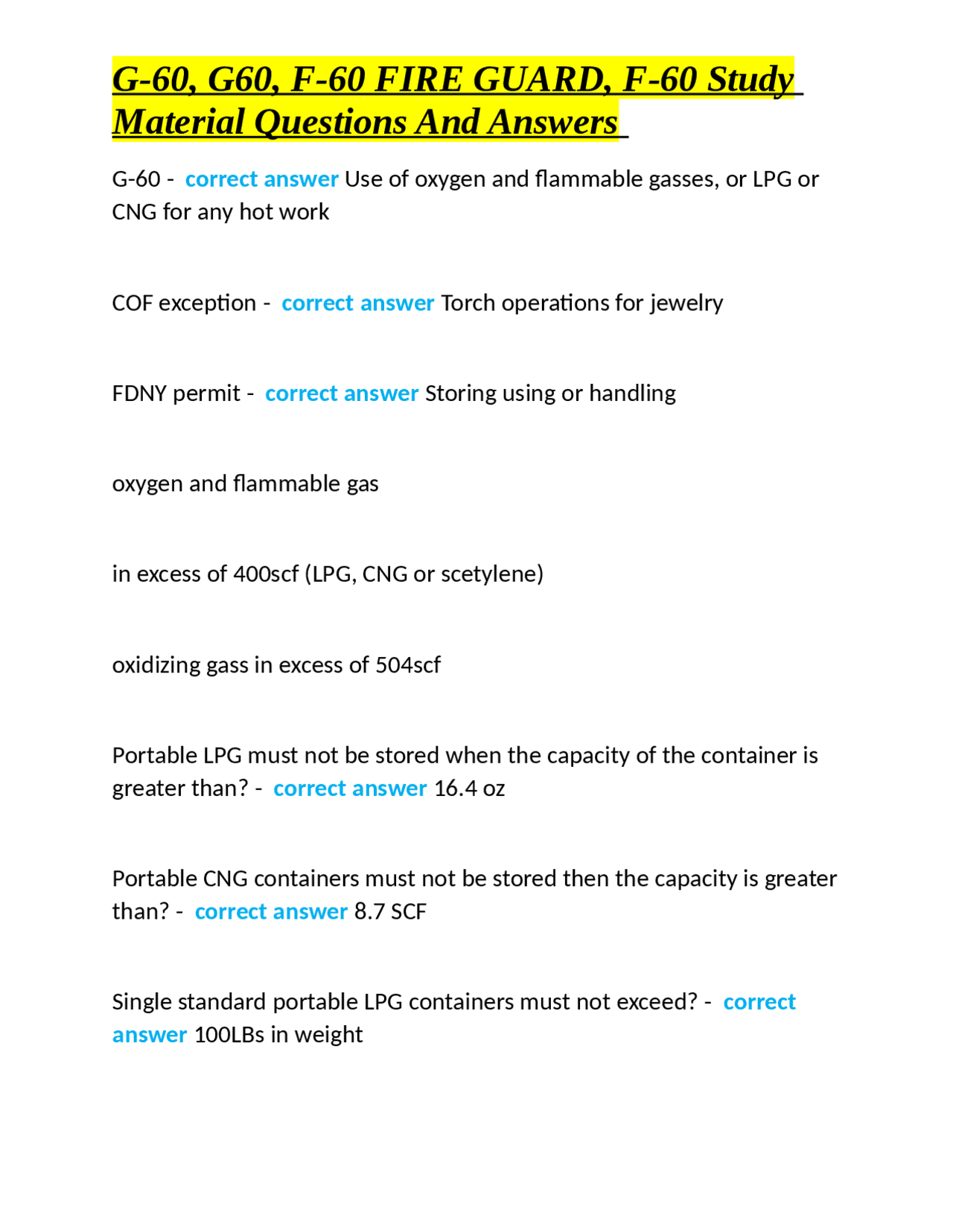 G-60, G60, F-60 FIRE GUARD, F-60 Study Material Questions And Answers ...