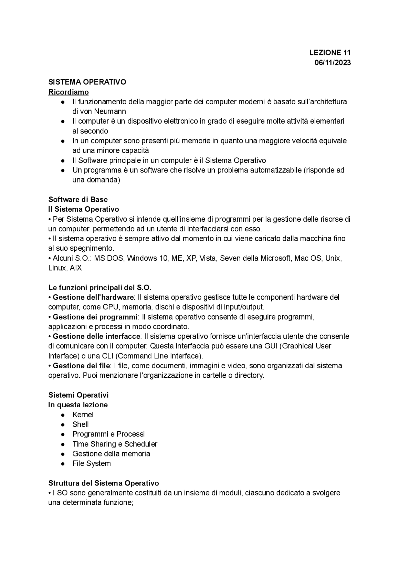 Spiegazione SISTEMA OPERATIVO | Slide di Informatica | Docsity