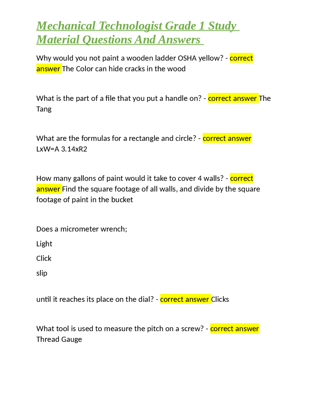 Mechanical Technologist Grade 1 Study Material Questions And Answers ...