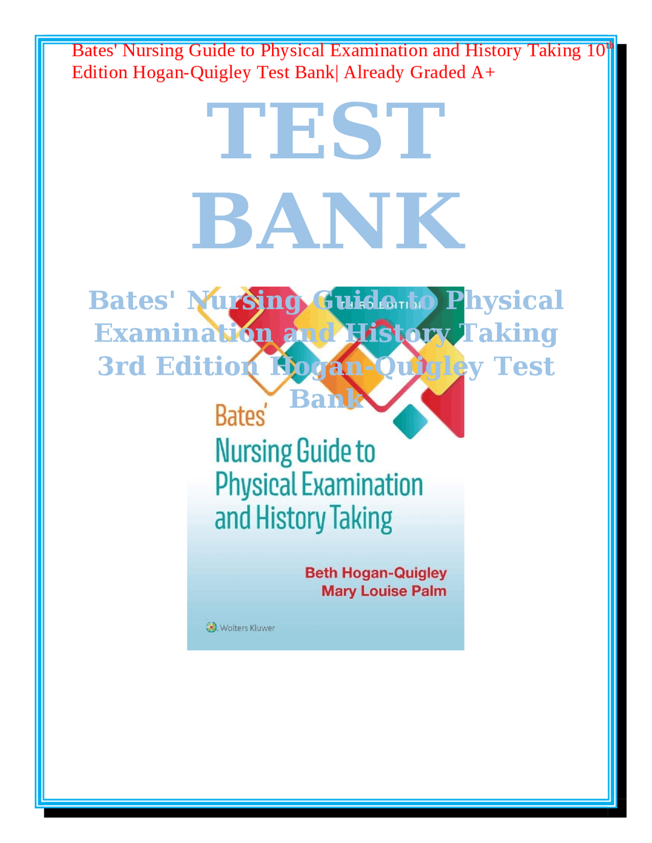 Bates' Nursing Guide: Physical Exam & History Taking 10th Ed. Test Bank ...