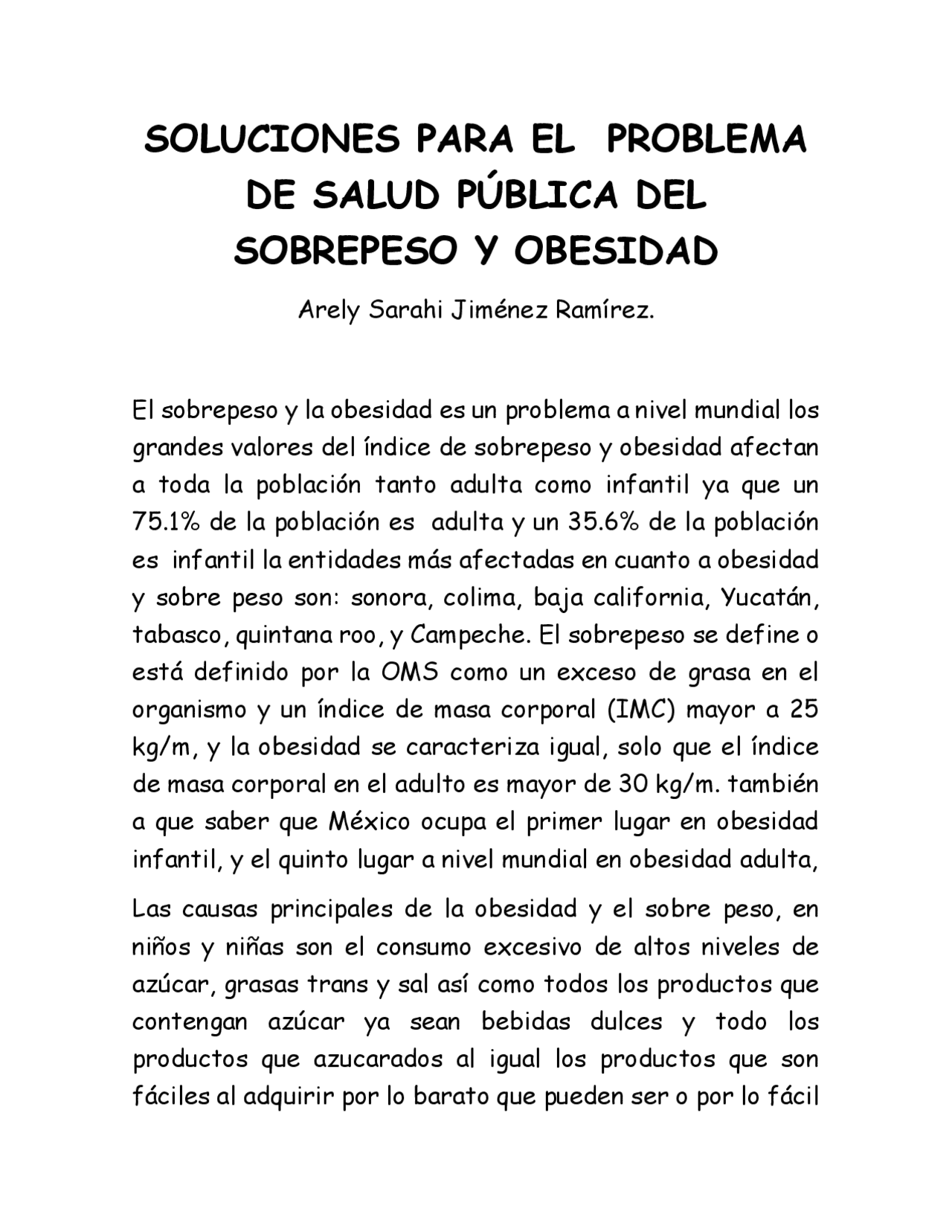 Prevención de la obesidad | Esquemas y mapas conceptuales de Biología | Docsity