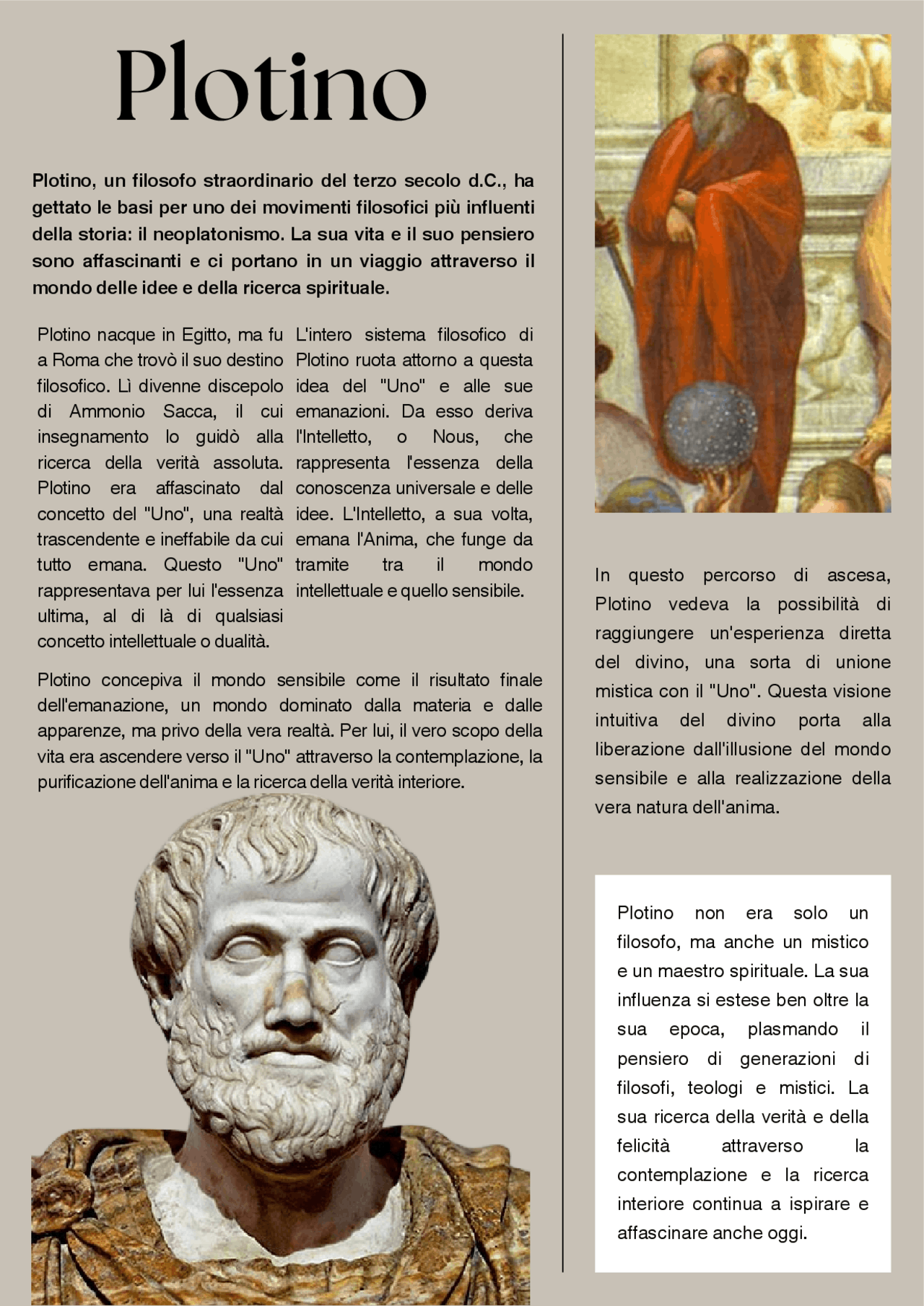 Plotino : la vita e il pensiero del maestro neoplatonico | Summaries Philosophy | Docsity