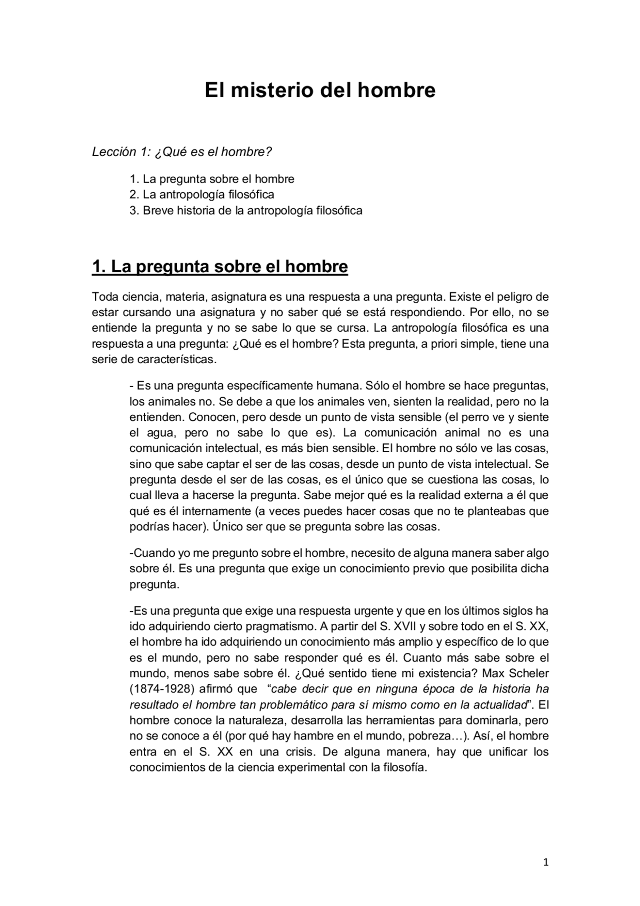 El misterio del hombre | Apuntes de Historia y Filosofía | Docsity