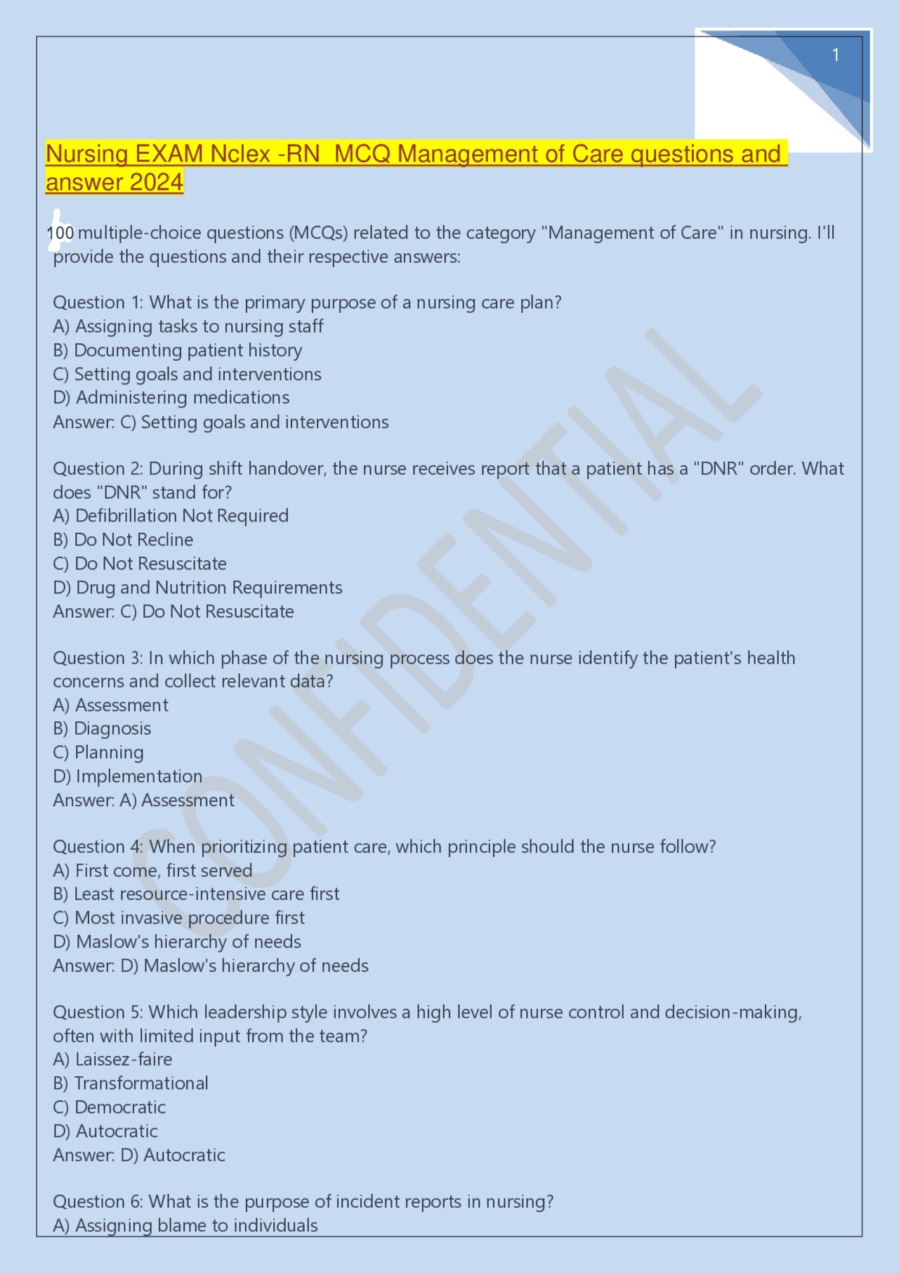 Nursing: Medication Administration and Patient Care Principles | Exams ...