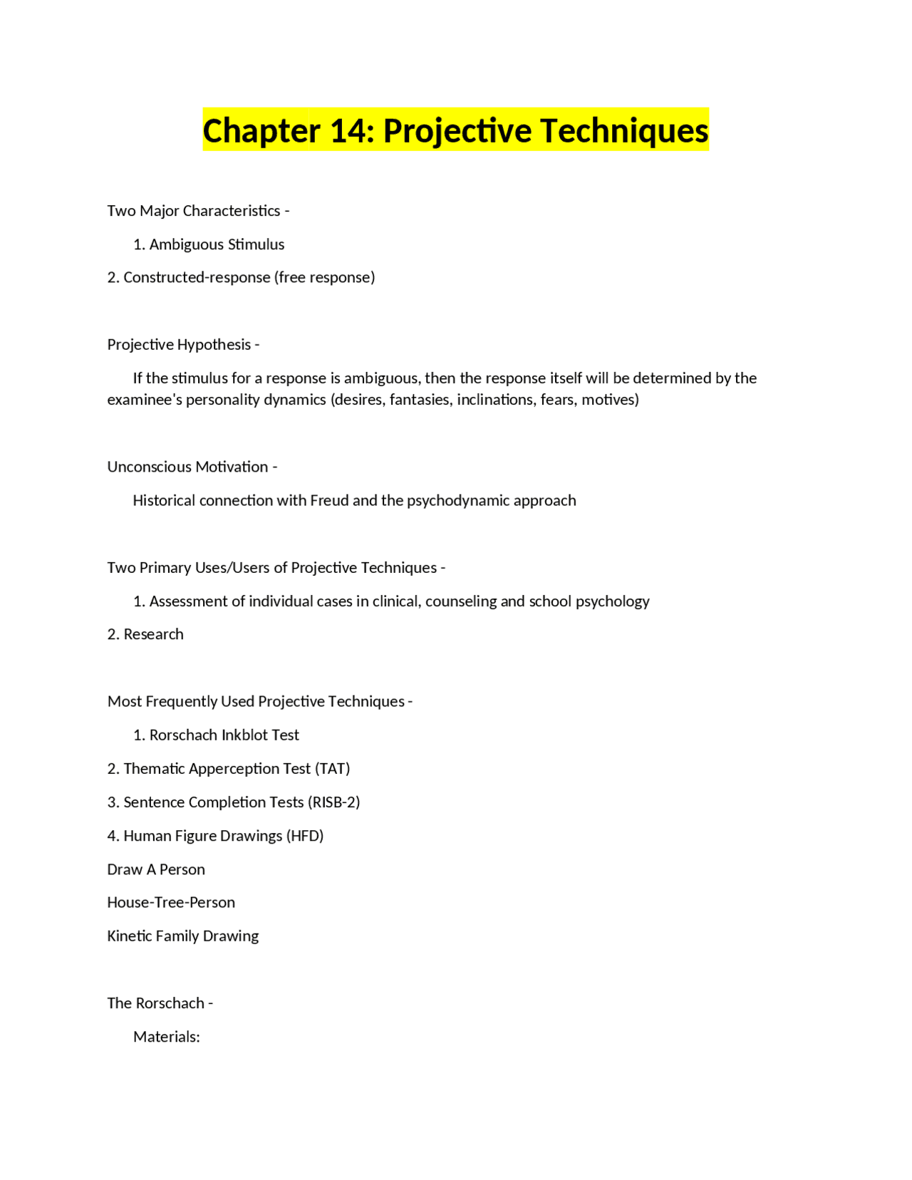 Projective Techniques in Psychology: Ambiguous Stimuli and Constructed ...