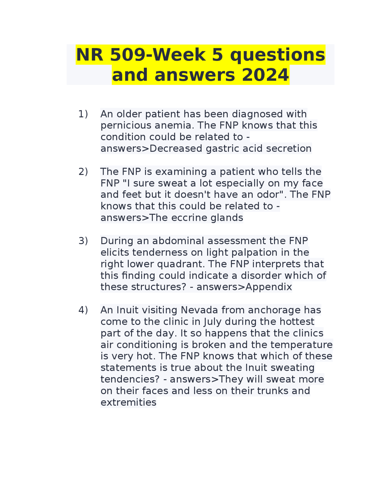 FNP Week 5 Abdominal Assessment Quiz Answers and Questions | Exams ...