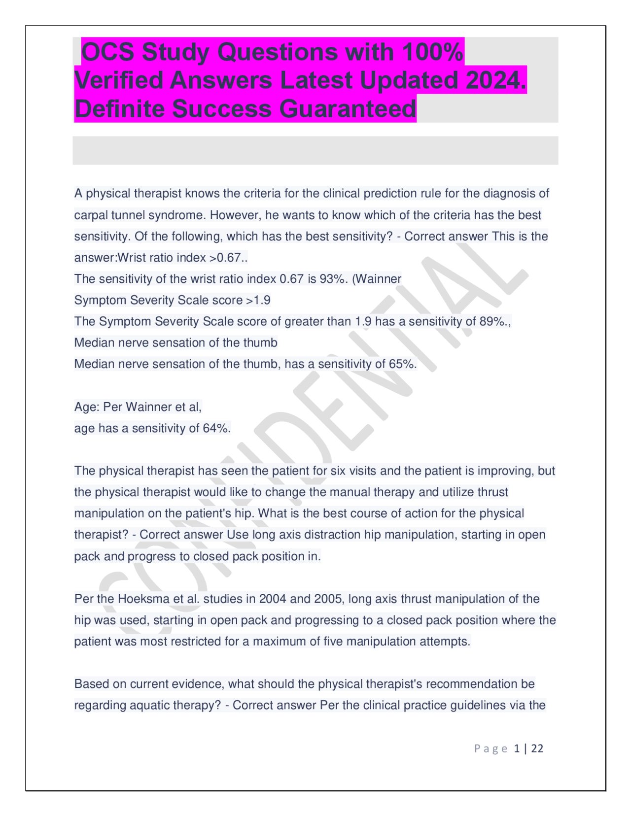 OCS Exam Questions with 100% Verified Correct Answers 2024 Guaranteed ...