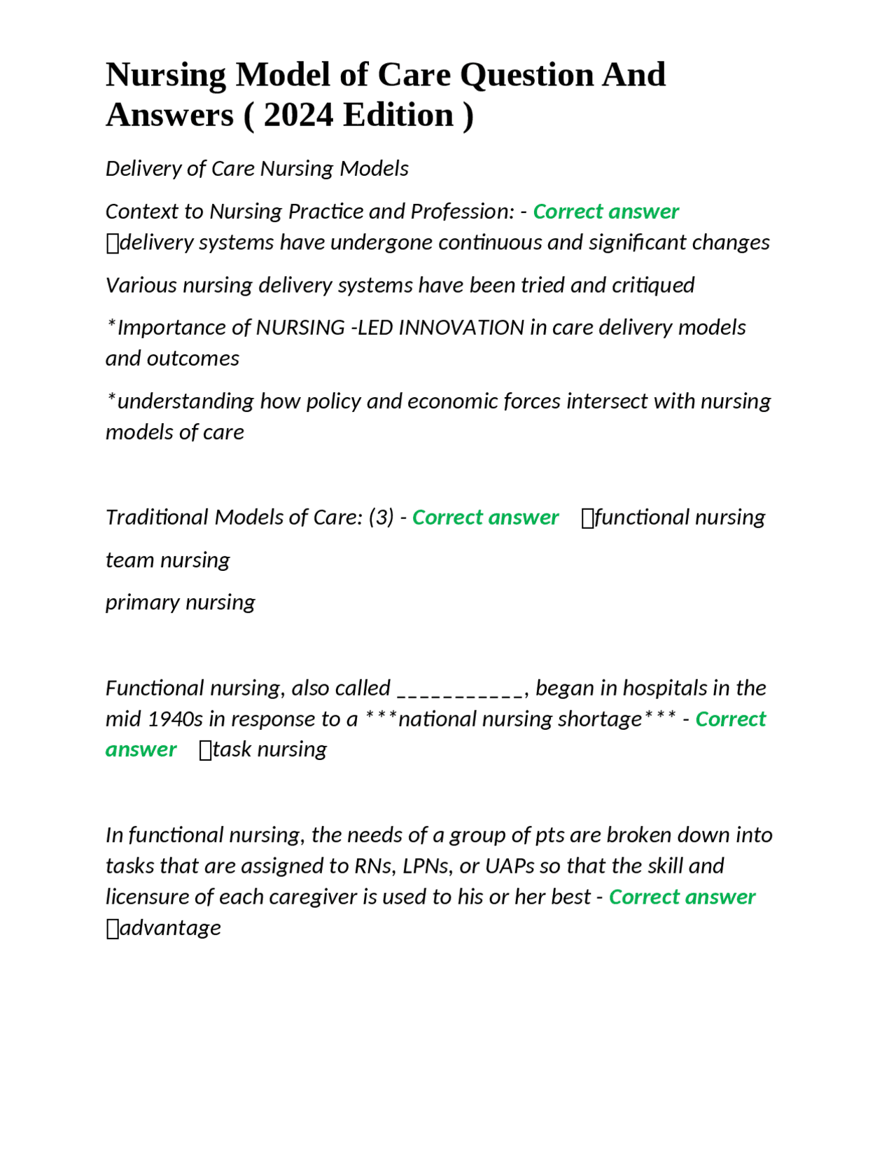 Nursing Delivery Systems: Functional, Team, and Total Patient Care ...
