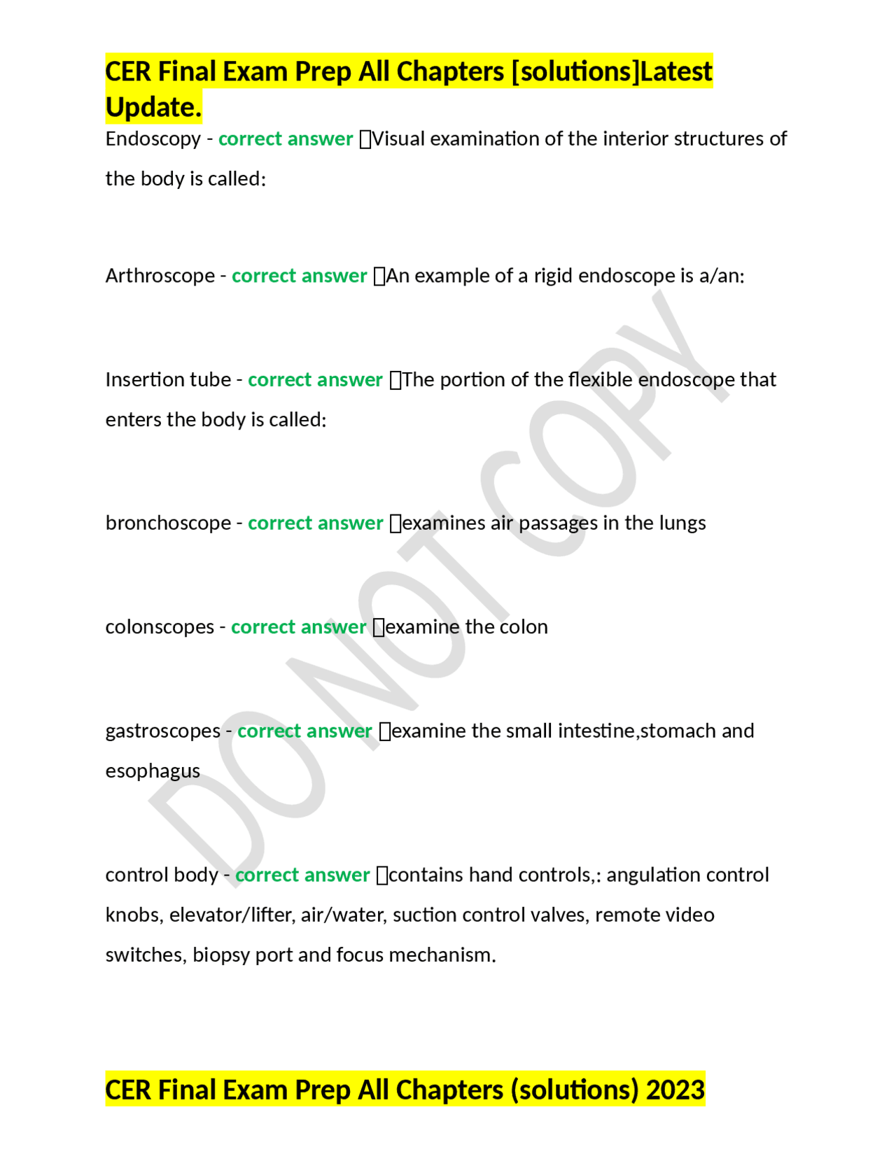 Endoscopy and Reprocessing: Key Concepts and Answers | Exams Health ...