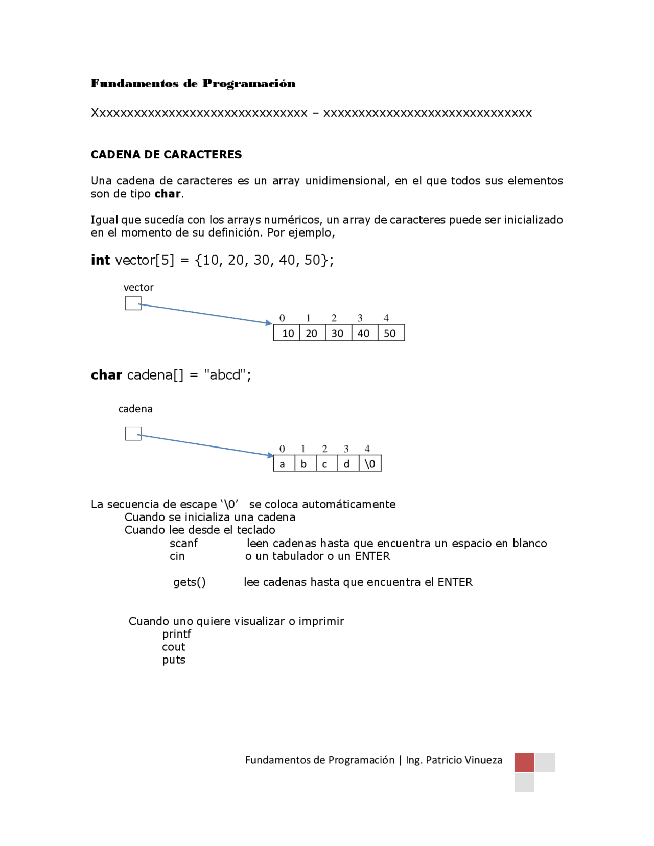 Fundamentos de Programación: Manipulación de cadenas de caracteres en C | Esquemas y mapas ...