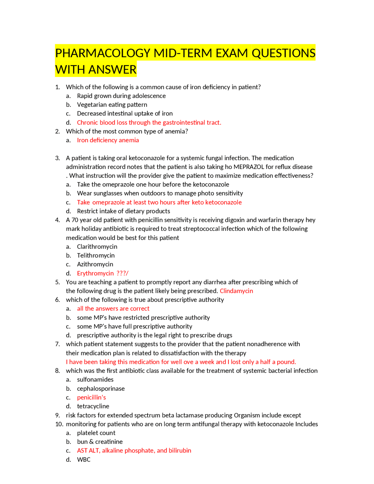 Medication Management, Pharmacokinetics, and Patient Education | Exams ...