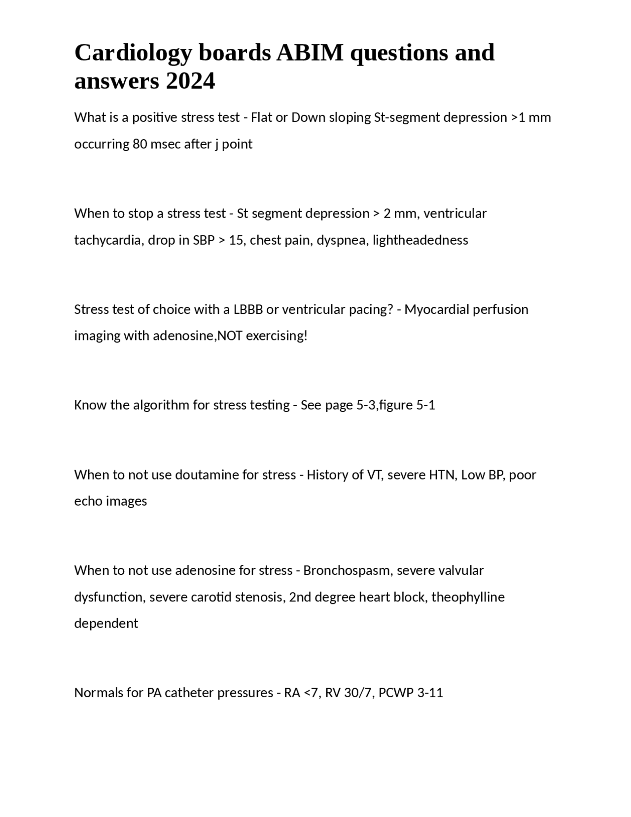 Cardiology boards ABIM questions and answers 2024 | Exams Nursing | Docsity