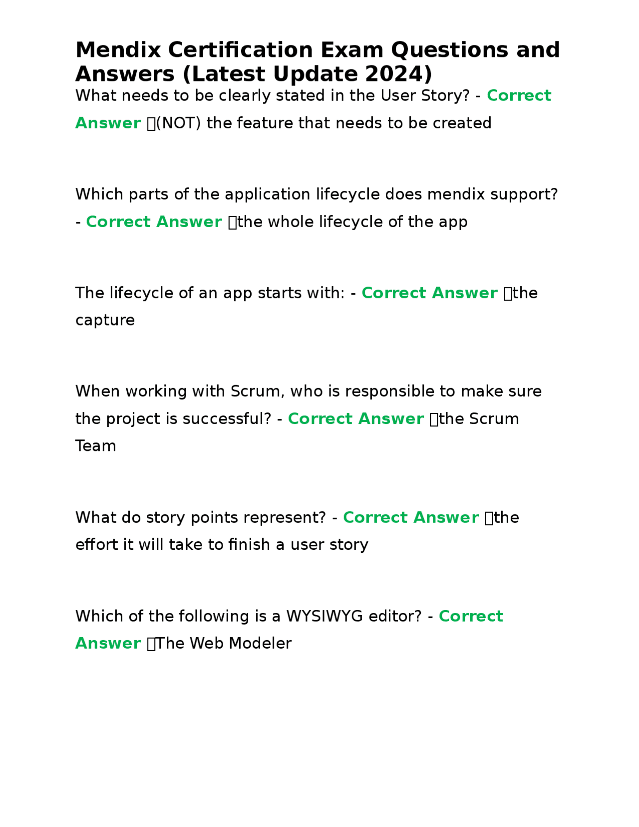 Mendix Certification Exam Questions and Answers (Latest Update 2024 ...