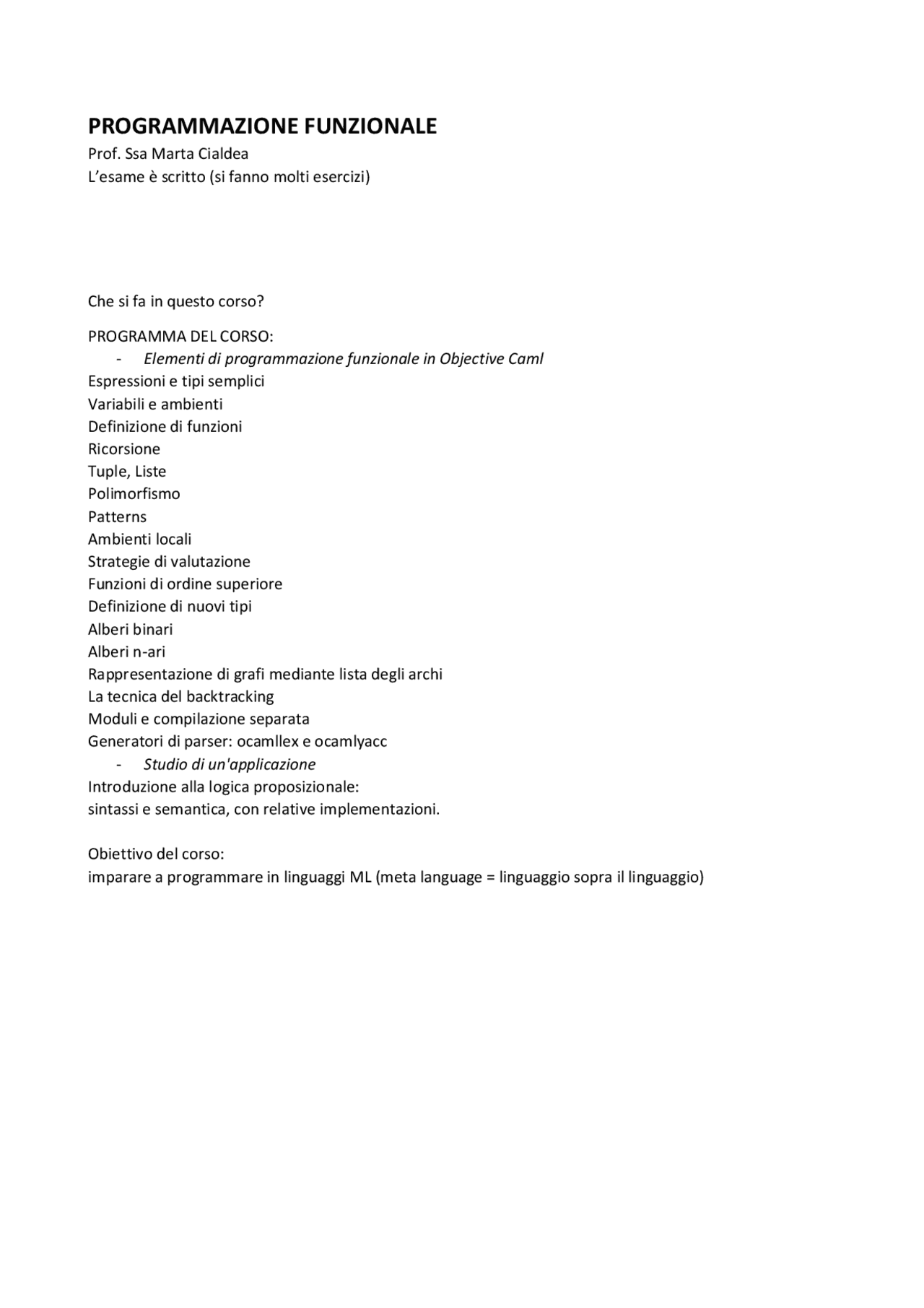 PROGRAMMAZIONE FUNZIONALE (PARTE 1/3) | Sbobinature di Programmazione Avanzata | Docsity