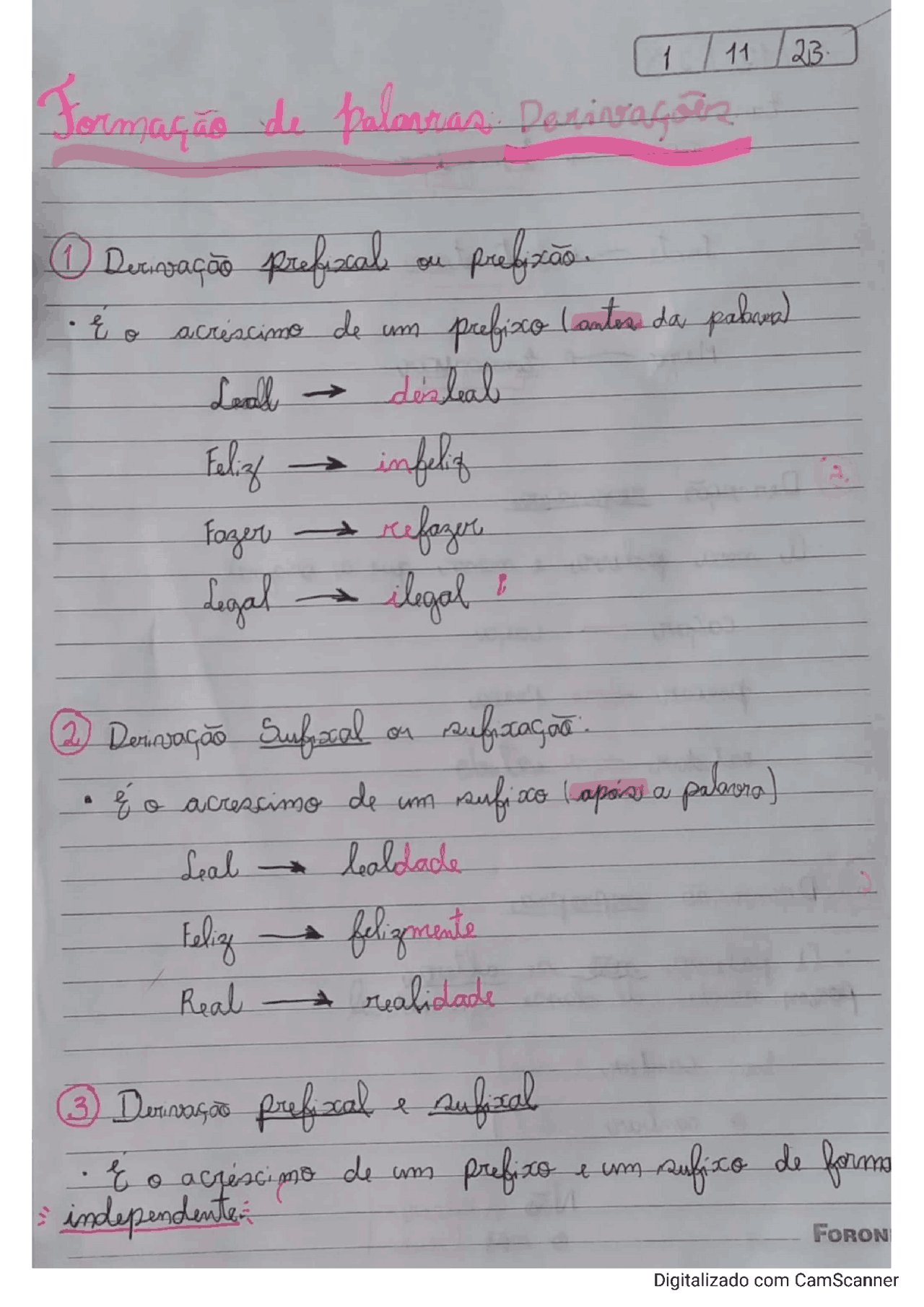 Composições e derivações de palavras - Lingua Portuguesa. | Notas de ...