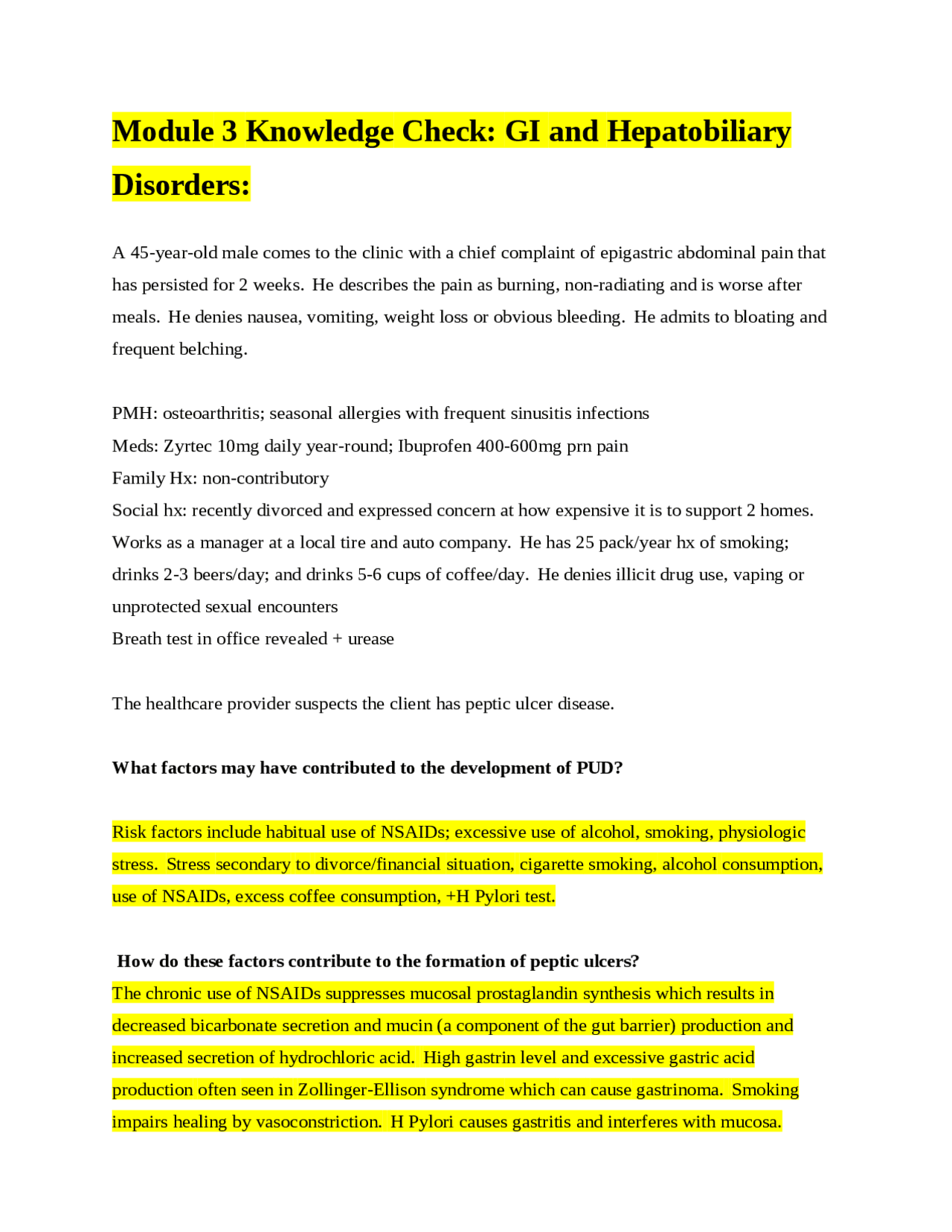 Module 3 Knowledge Check: GI and Hepatobiliary Disorders: | Study ...