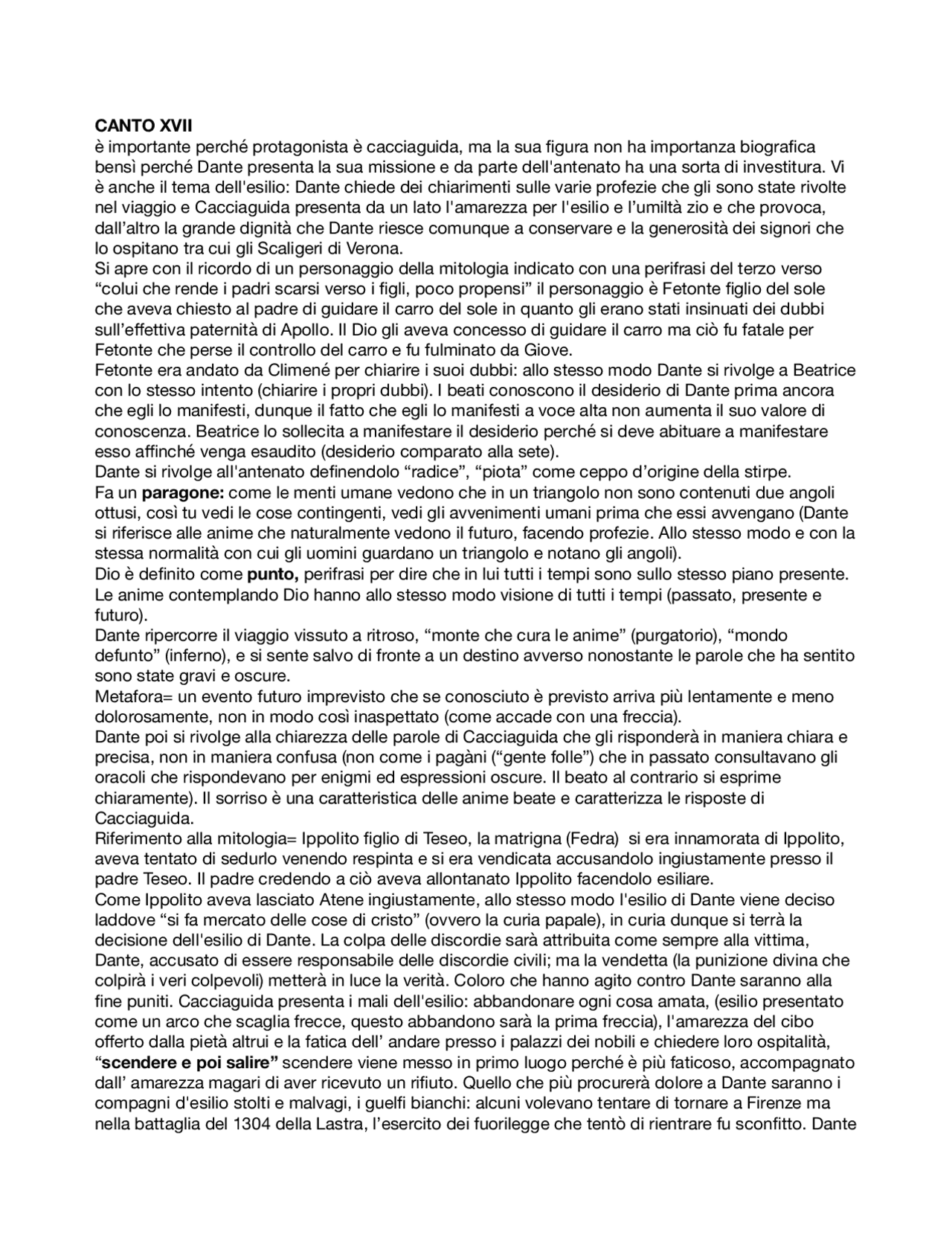 Canto XVII Paradiso divina commedia | Schemi e mappe concettuali di ...