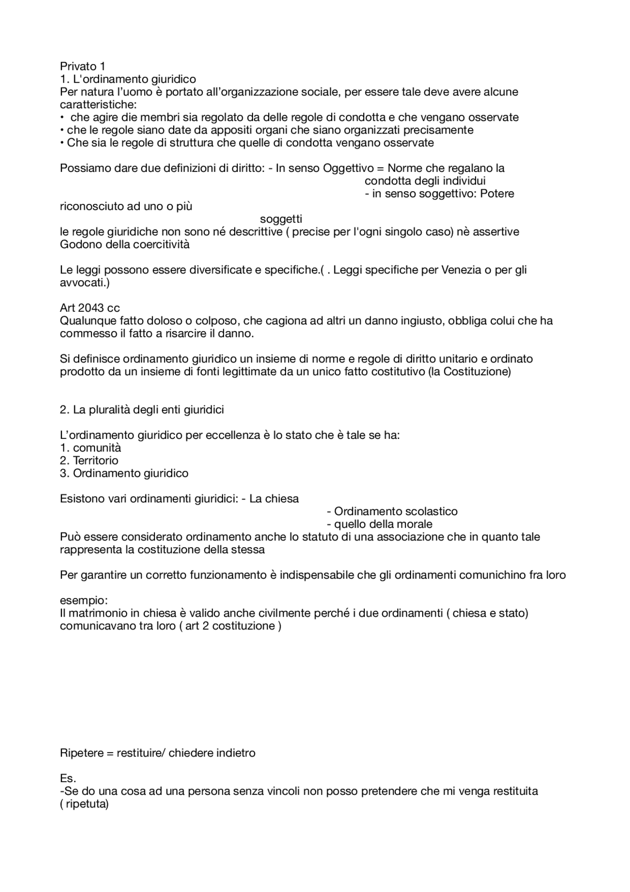 Privato 1 primi 7 paragrafi | Schemi e mappe concettuali di Diritto ...