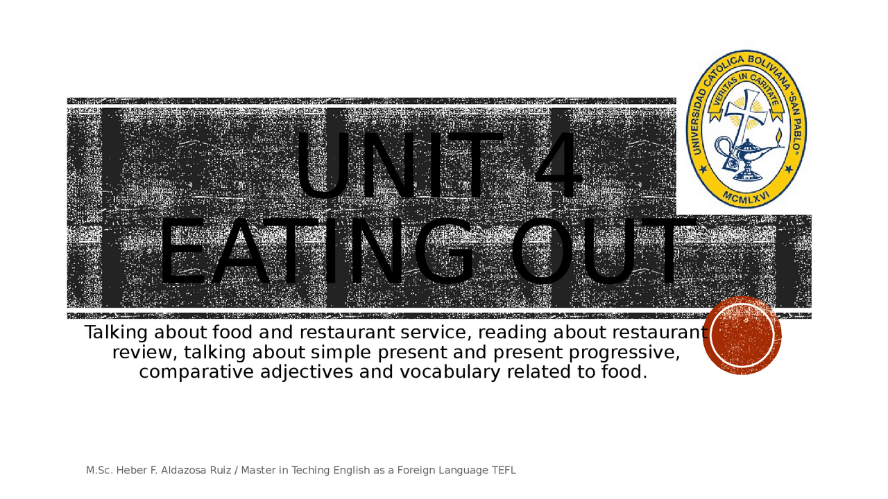 Talking about Eating Out and Restaurant Service for TEFL Students ...
