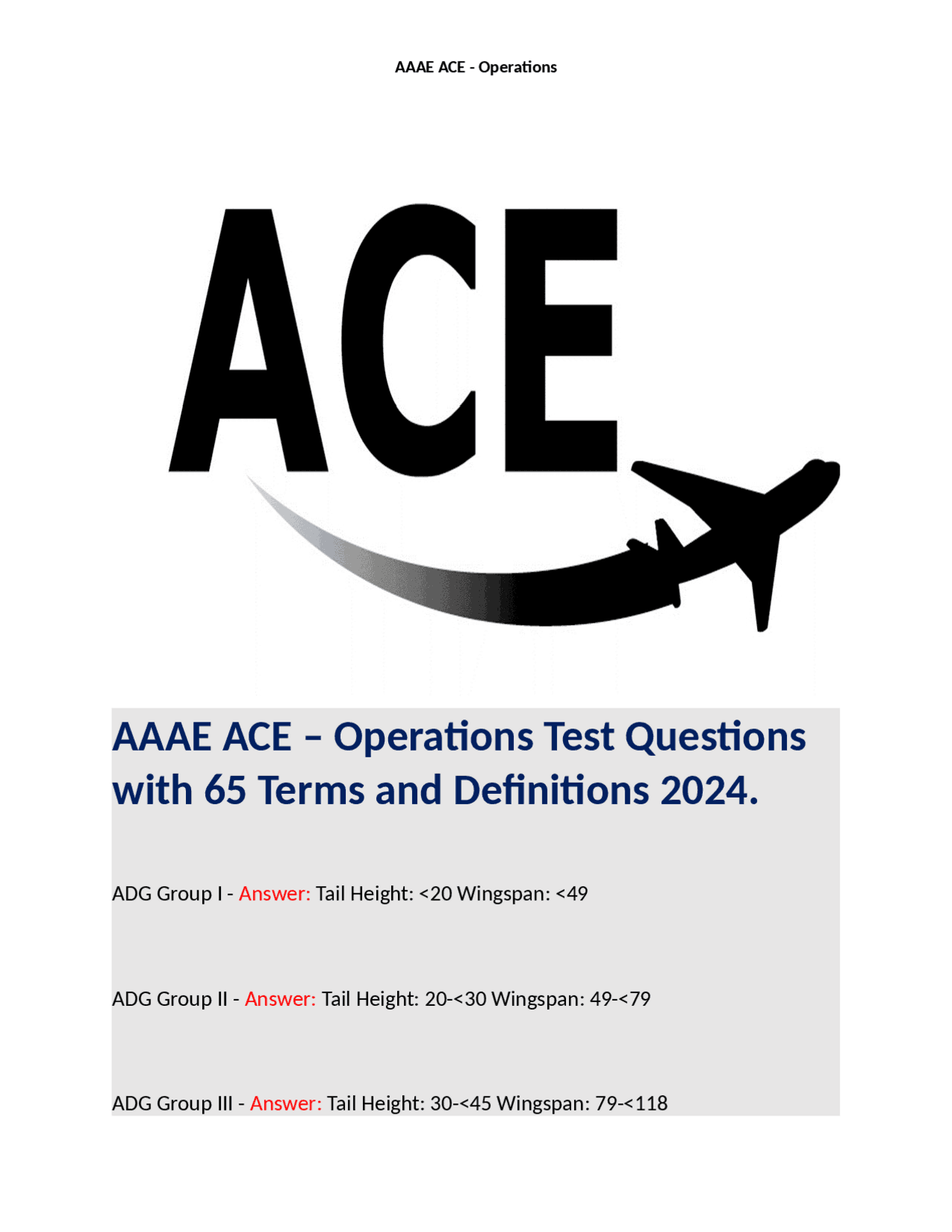 AAAE ACE – Operations Test Questions with 65 Terms and Definitions 2024 ...
