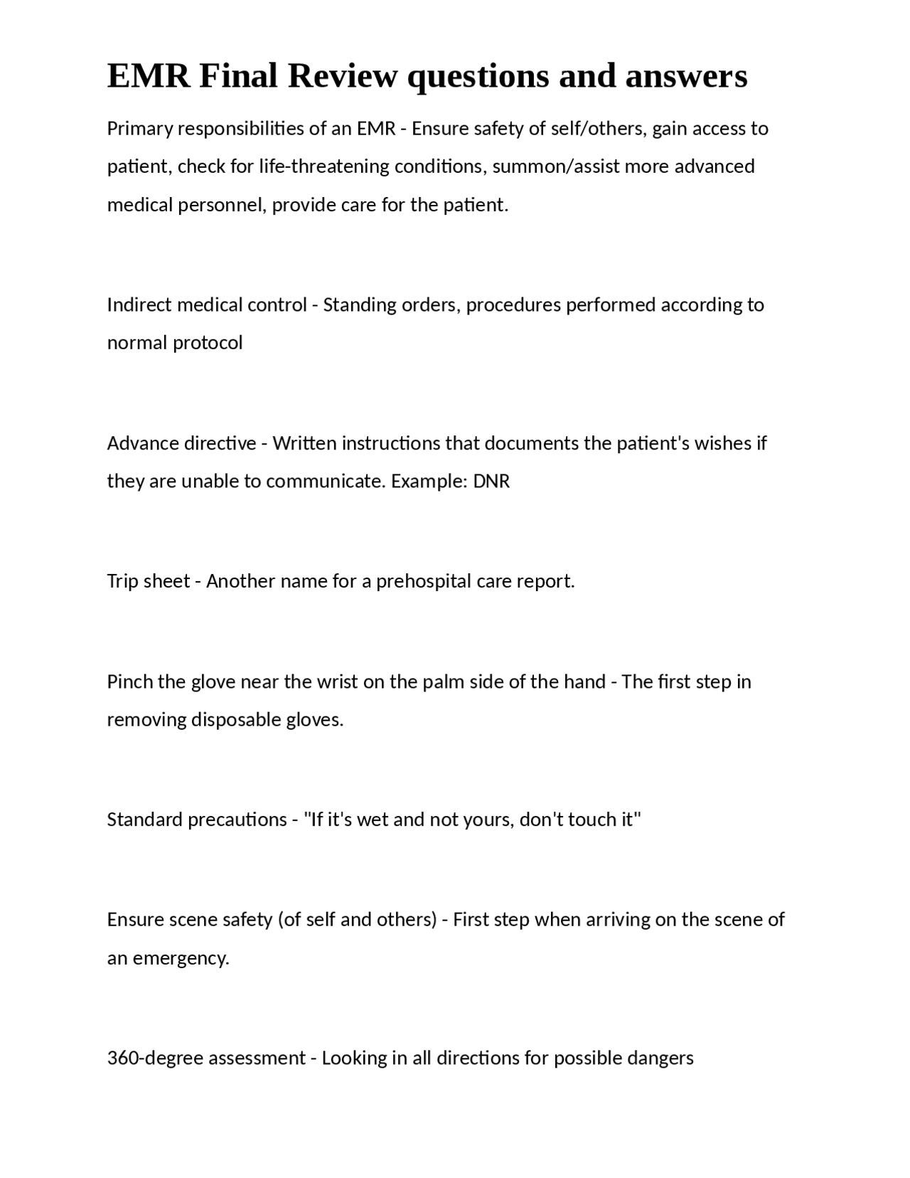 EMR Final Review: Essential Medical Emergency Knowledge | Exams Nursing ...