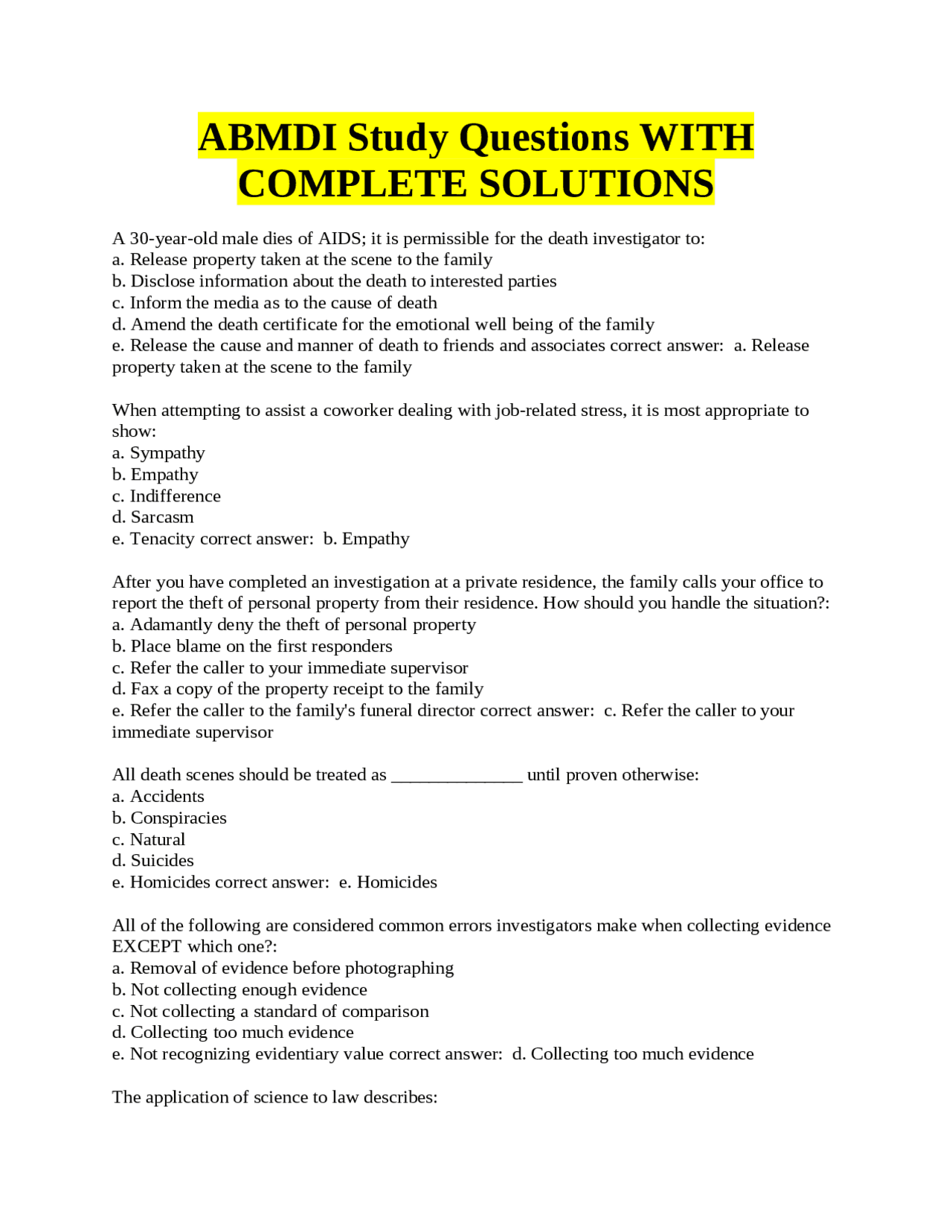 ABMDI Study Questions WITH COMPLETE SOLUTIONS 2024 | Exams Nursing ...
