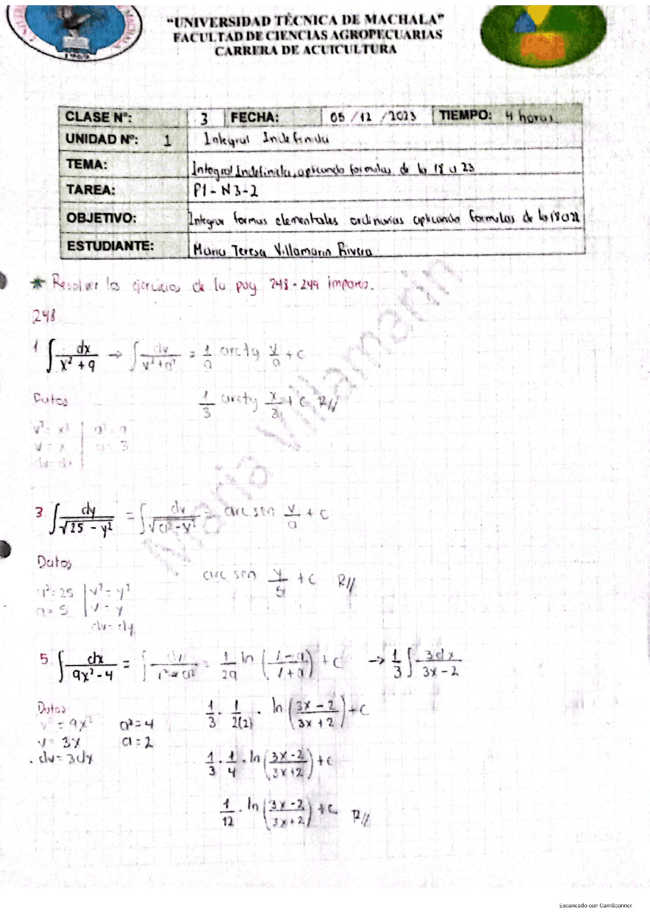 integrales definidas | Ejercicios de Cálculo diferencial y integral | Docsity