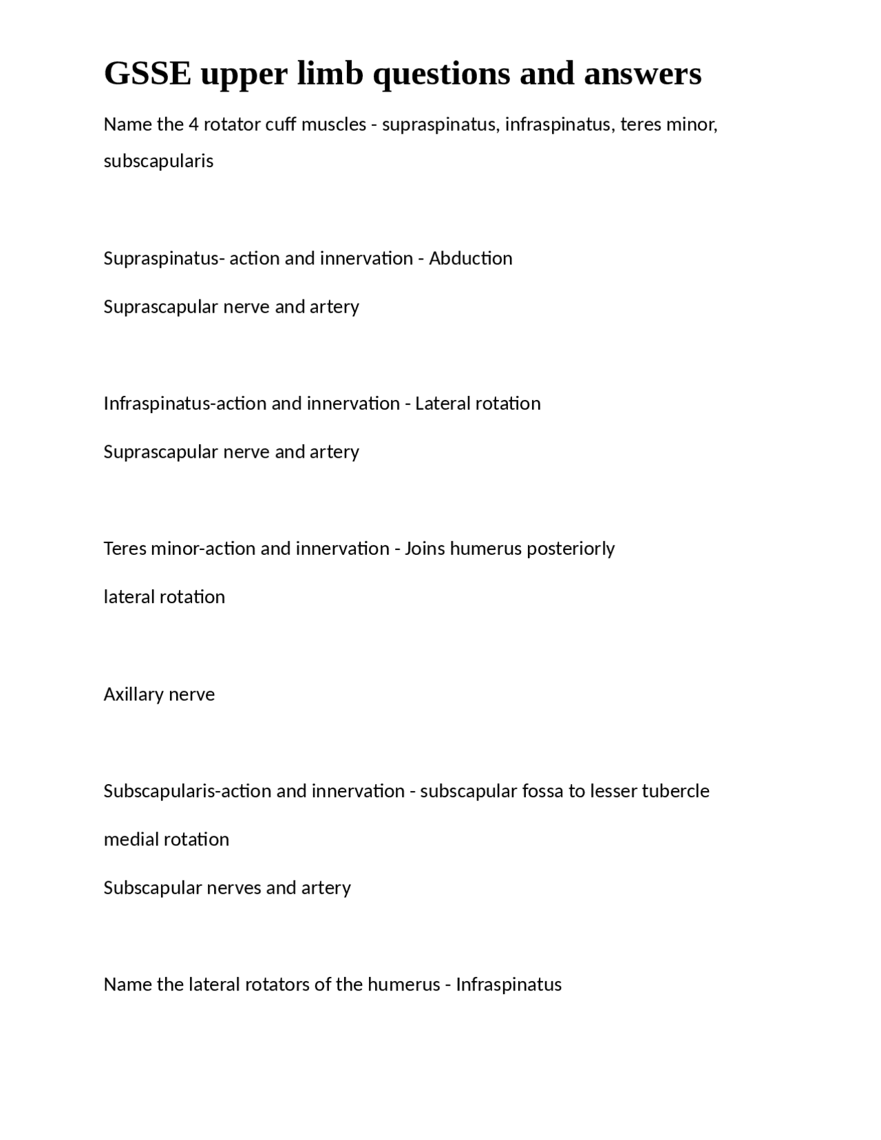 GSSE Upper Limb Nerves: Muscles, Innervations, and Courses | Exams ...