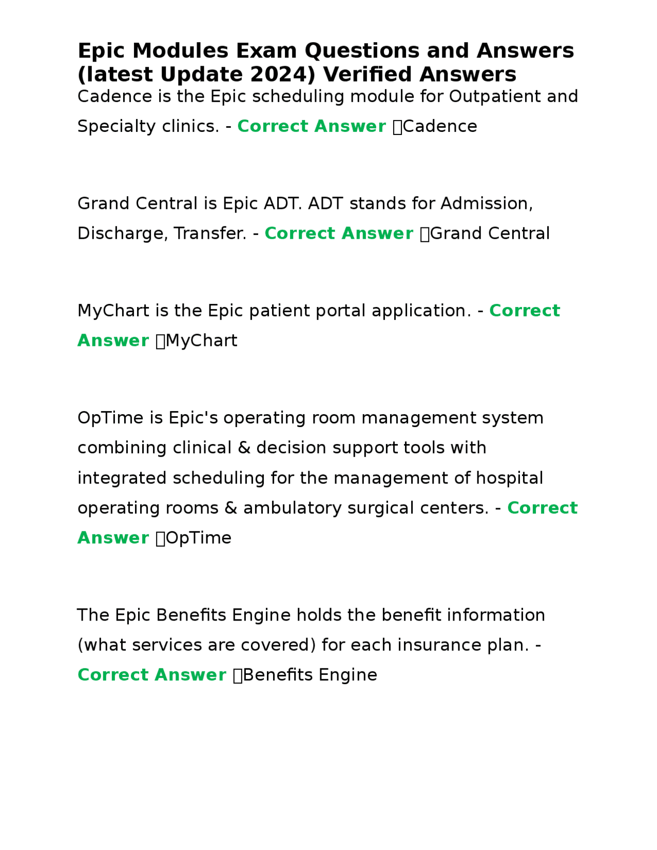Epic Modules: An Exhaustive List with Answers for Exam Preparation ...