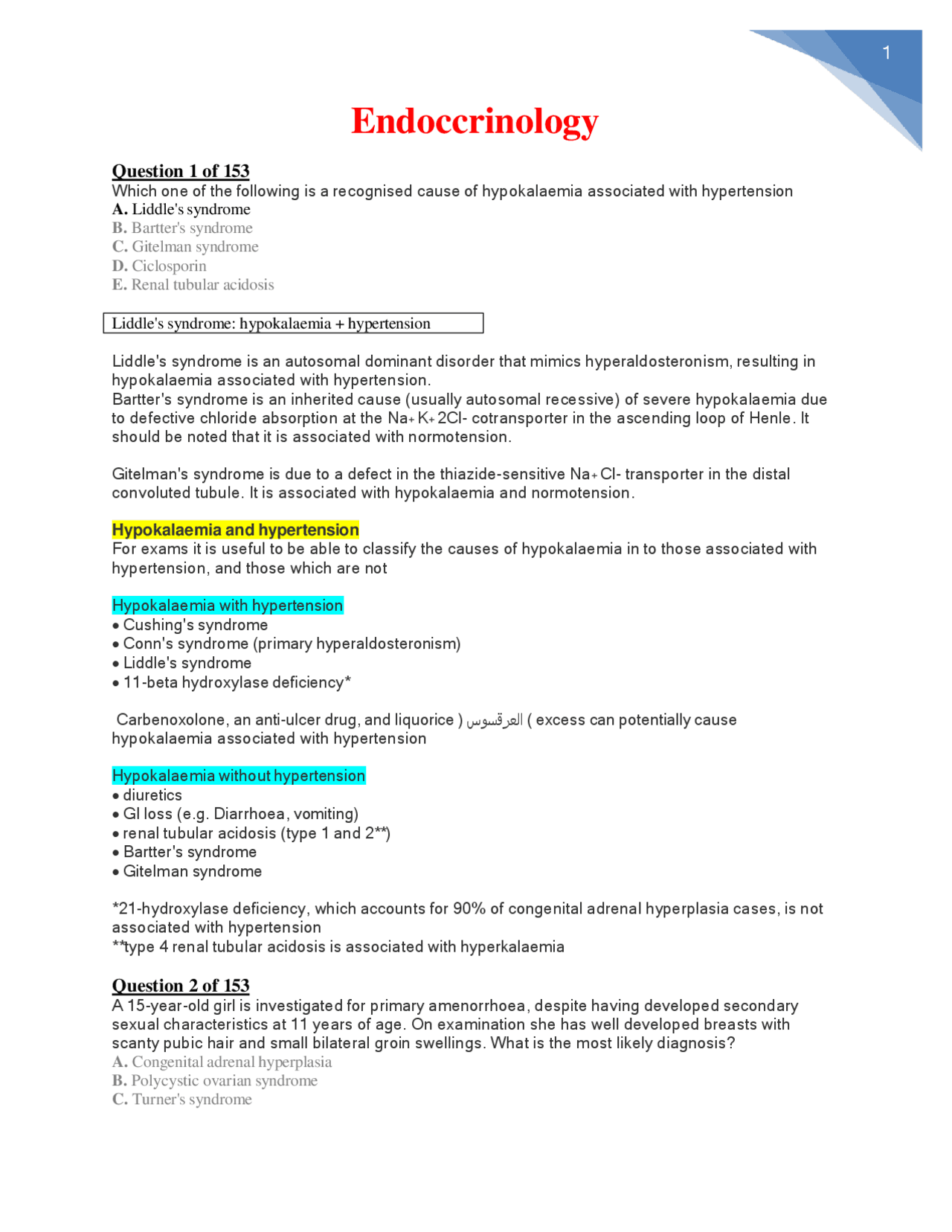 Endocrinology 153 questions with all correct answers | Exams Nursing ...
