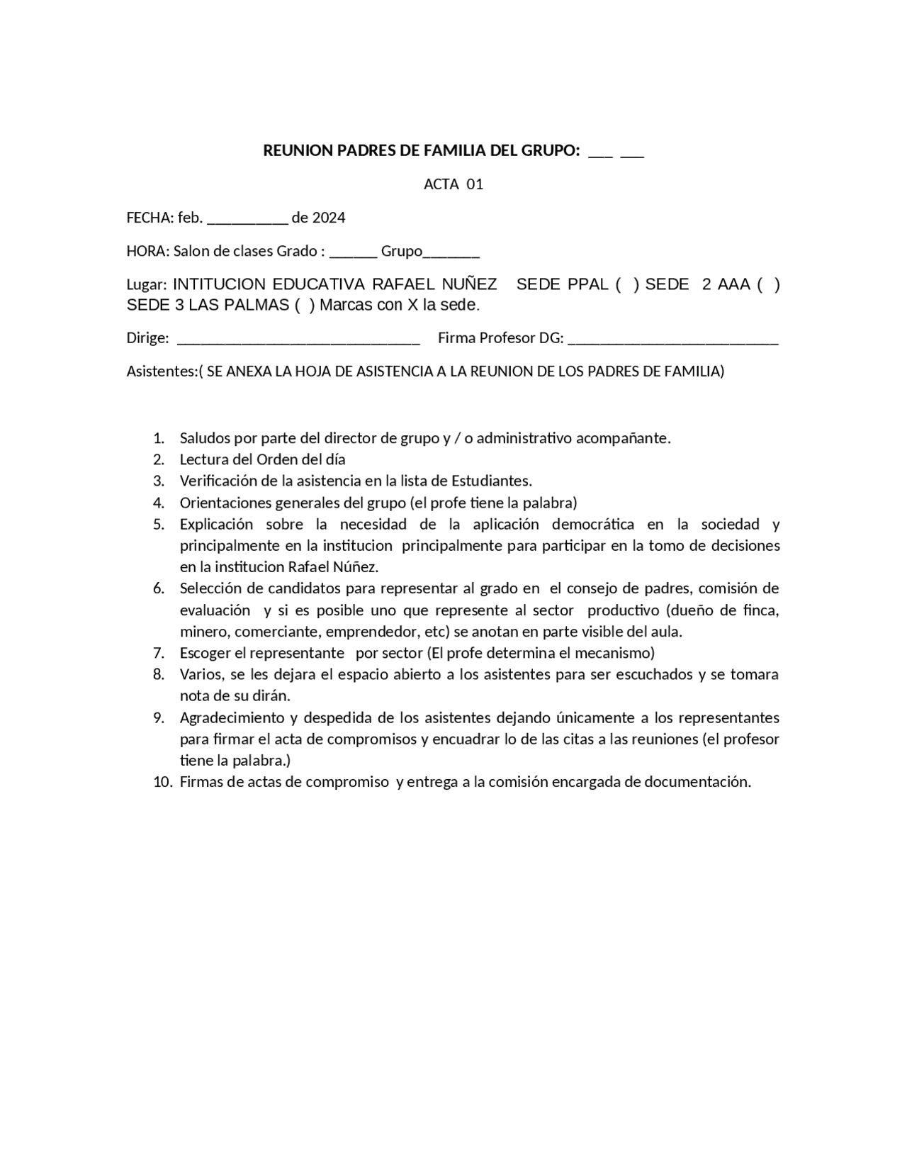 Acta de Reunion 2024 | Transcripciones de Derecho | Docsity