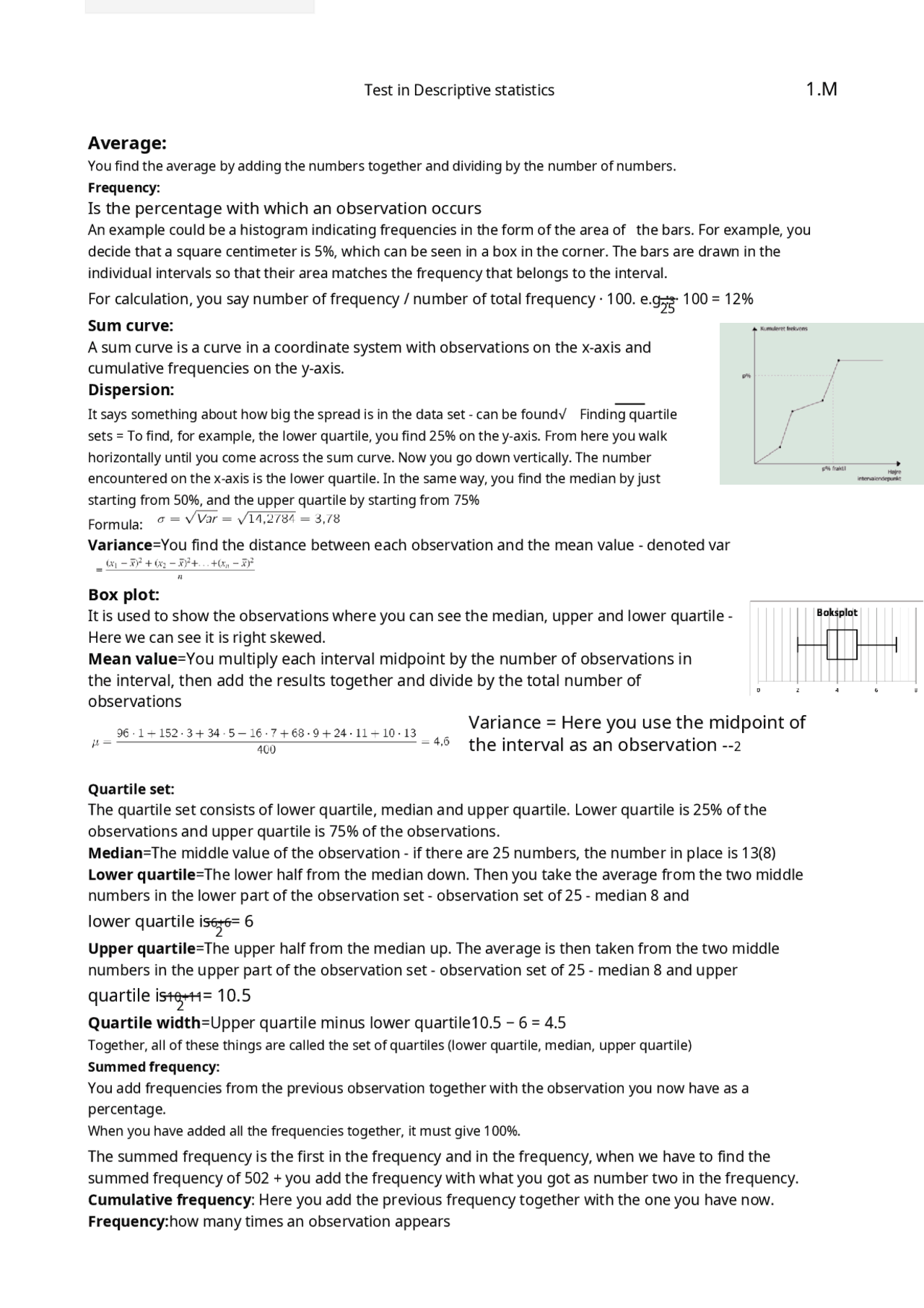 Understanding Descriptive Stats Average Dispersion Quartiles And Sum Curve Lecture Notes