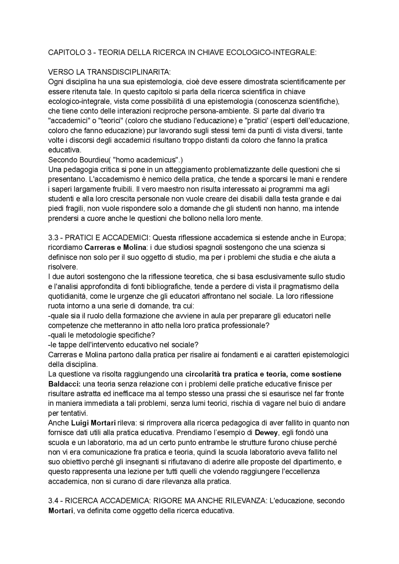 riassunto ecologia integrale | Schemi e mappe concettuali di Pedagogia ...