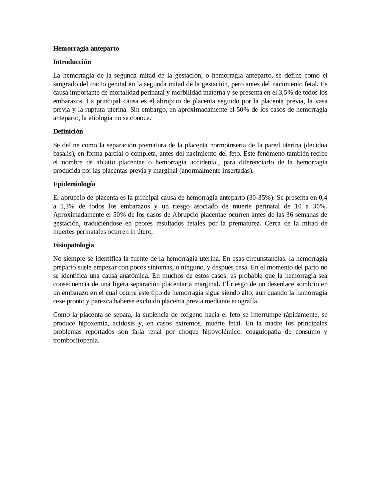 Hemorragias anteparto | Esquemas y mapas conceptuales de Ginecología ...