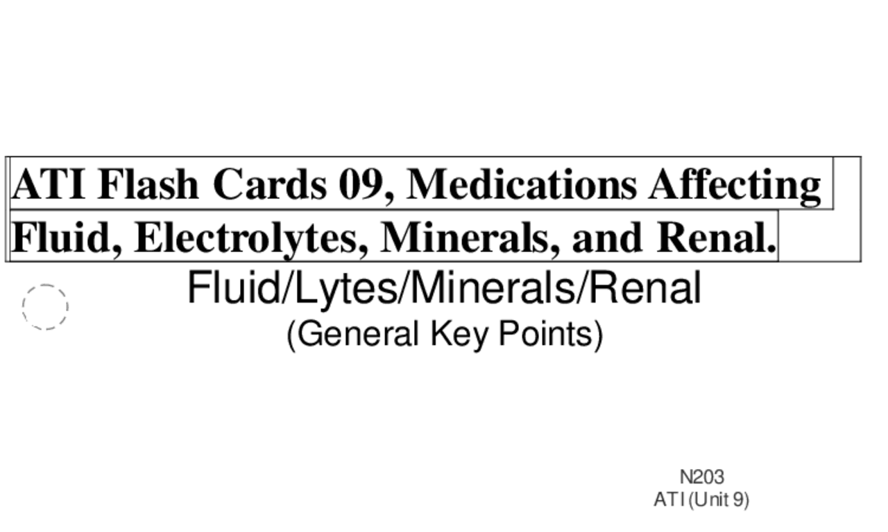 ATI Flash Cards: Diuretics and Electrolytes | Exams Nursing | Docsity