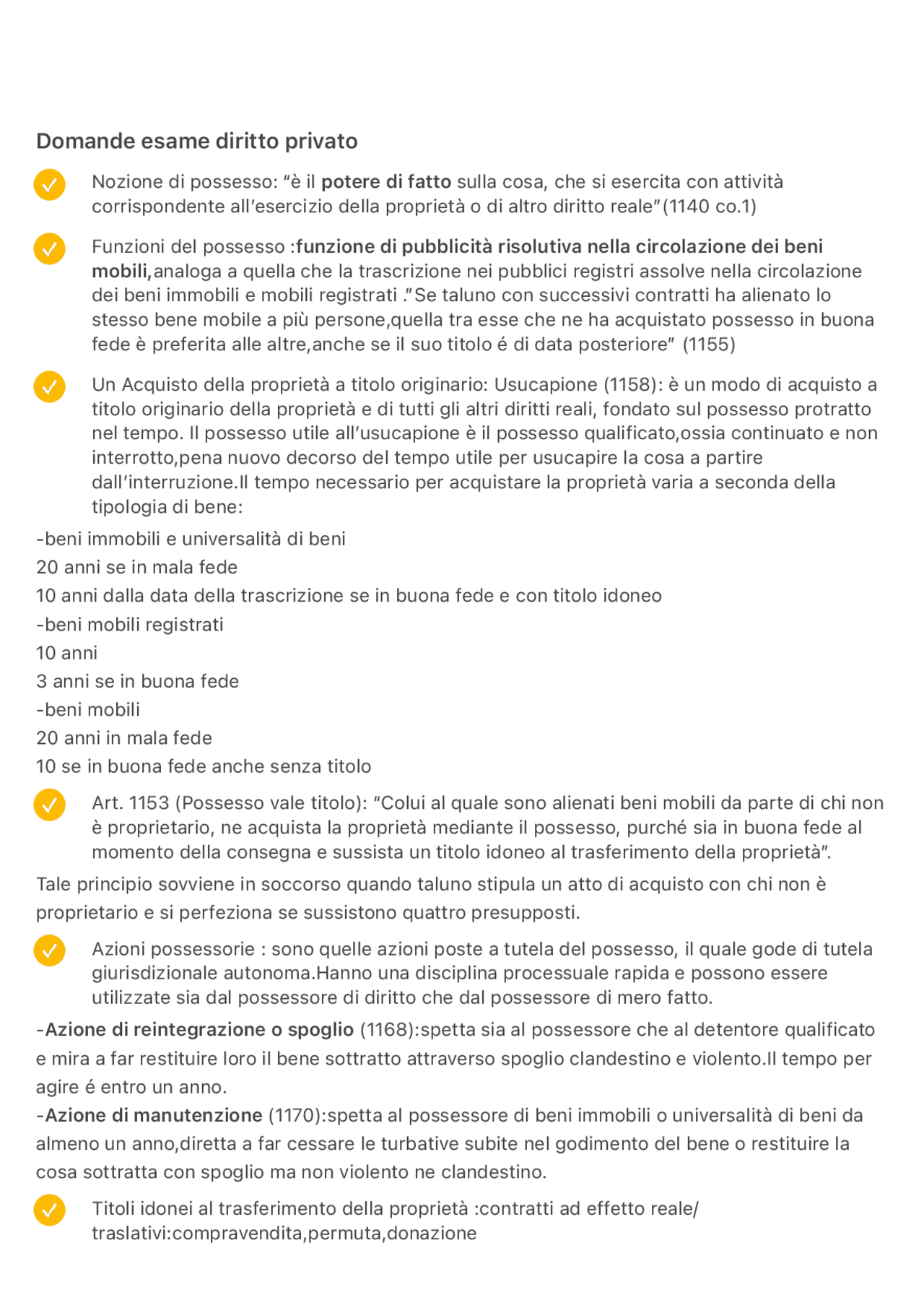 Domande diritto privato più frequenti e risposte II CANALE | Appunti di Diritto Privato | Docsity