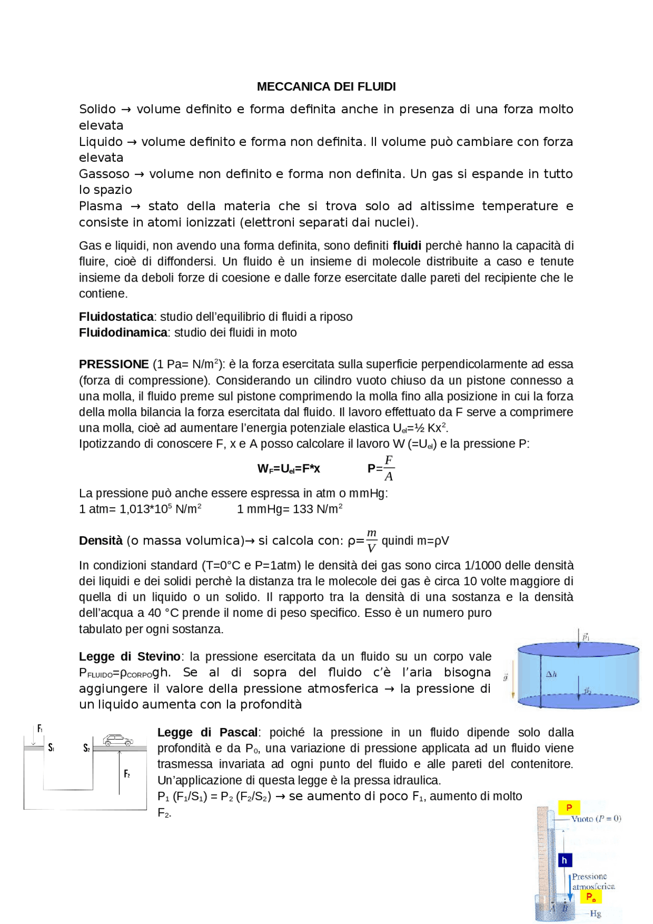 Meccanica dei fluidi e i 3 principi della termodinamica, con esempi e dimostrazioni | Appunti di ...