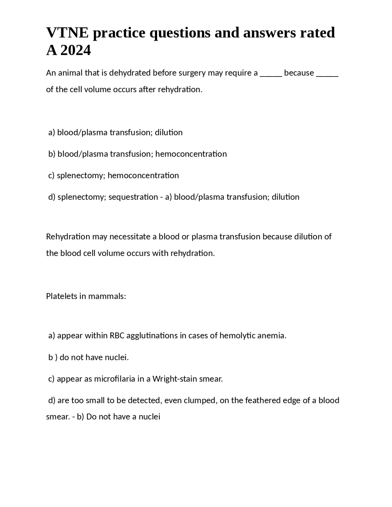 VTNE Practice Questions and Answers: Veterinary Topics | Exams Nursing ...