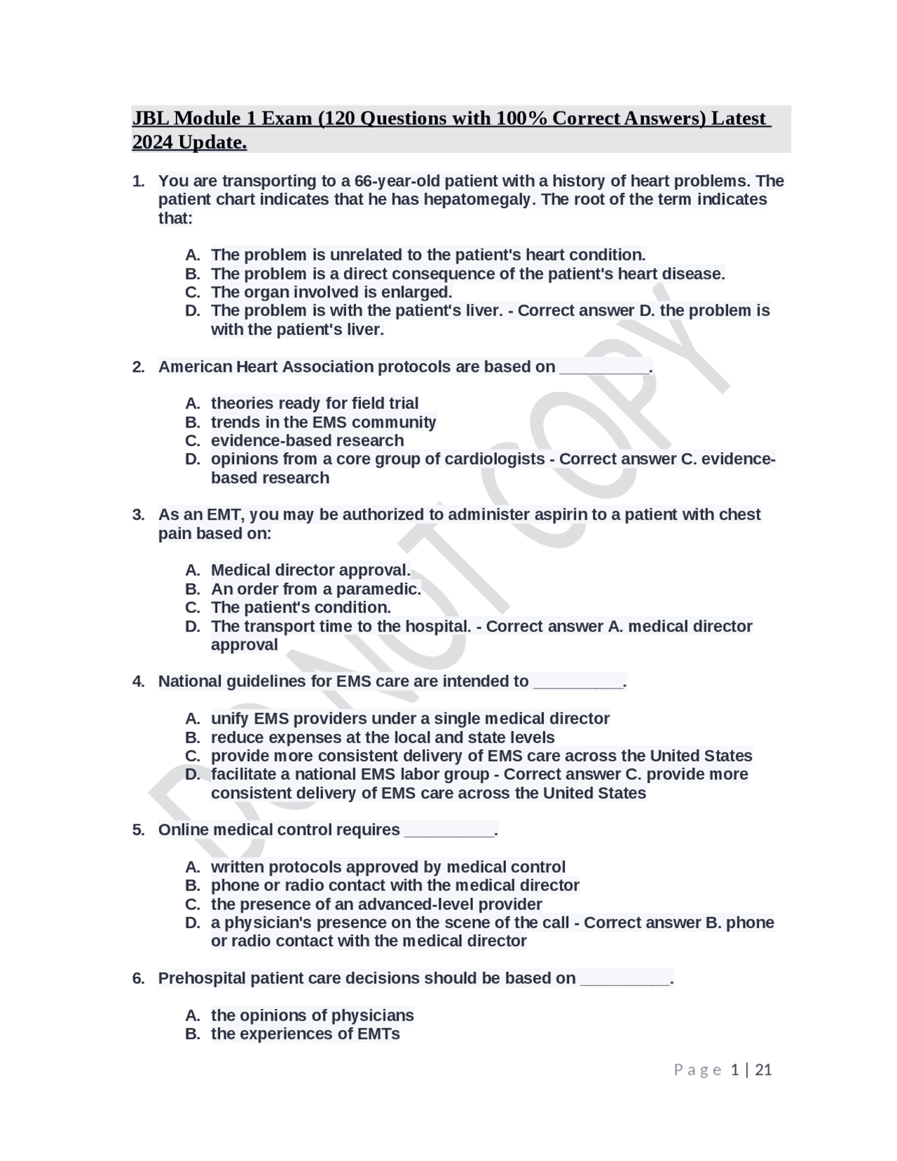 JBL Module 1 Exam (120 Questions with 100% Correct Answers) Latest 2024 ...