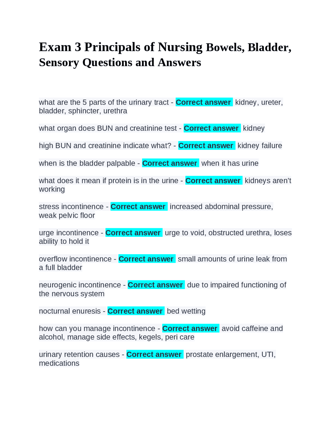 Medical Terminology: Incontinence, Urinary Tract Infections, and Kidney ...