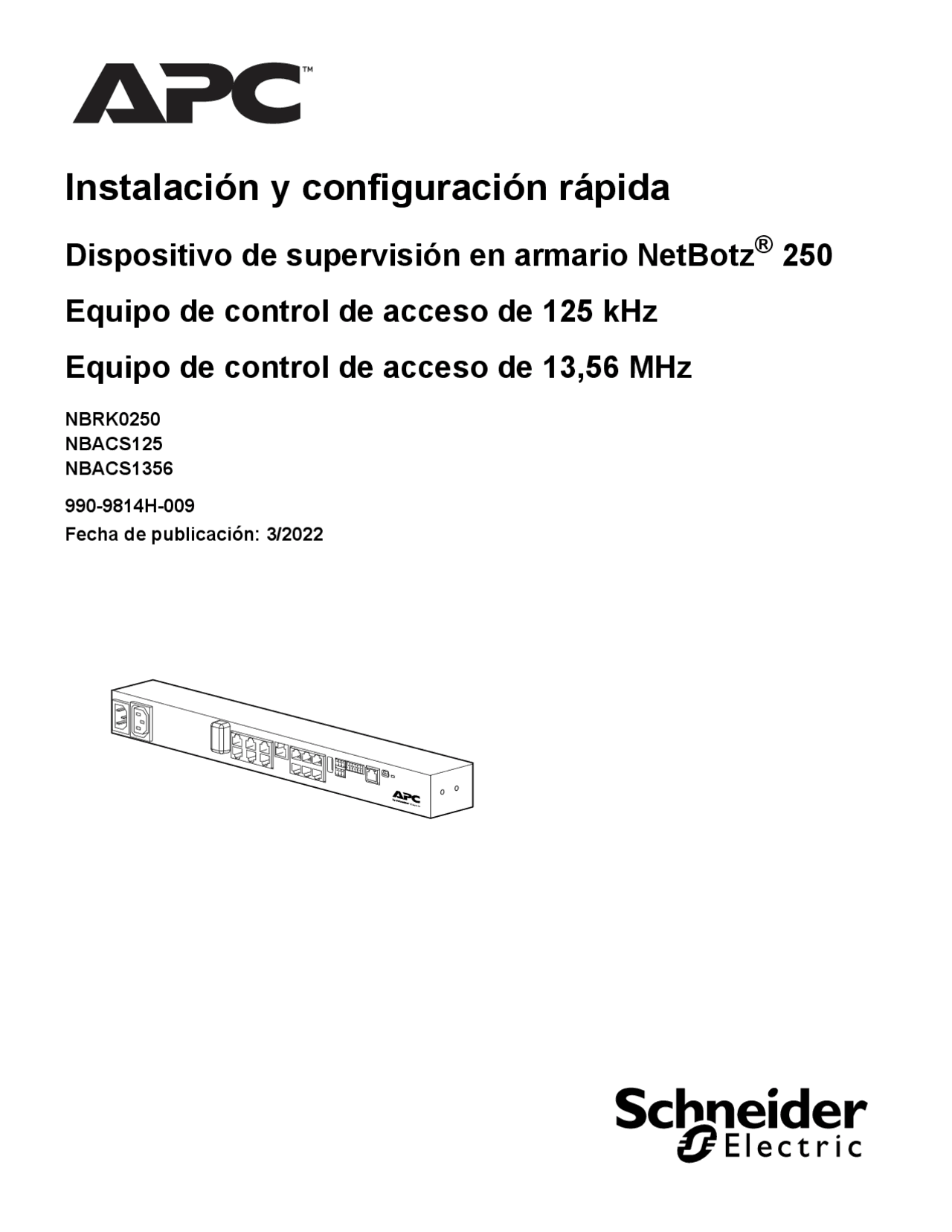 Guía rápida de instalación y configuración del NetBotz 250 ...