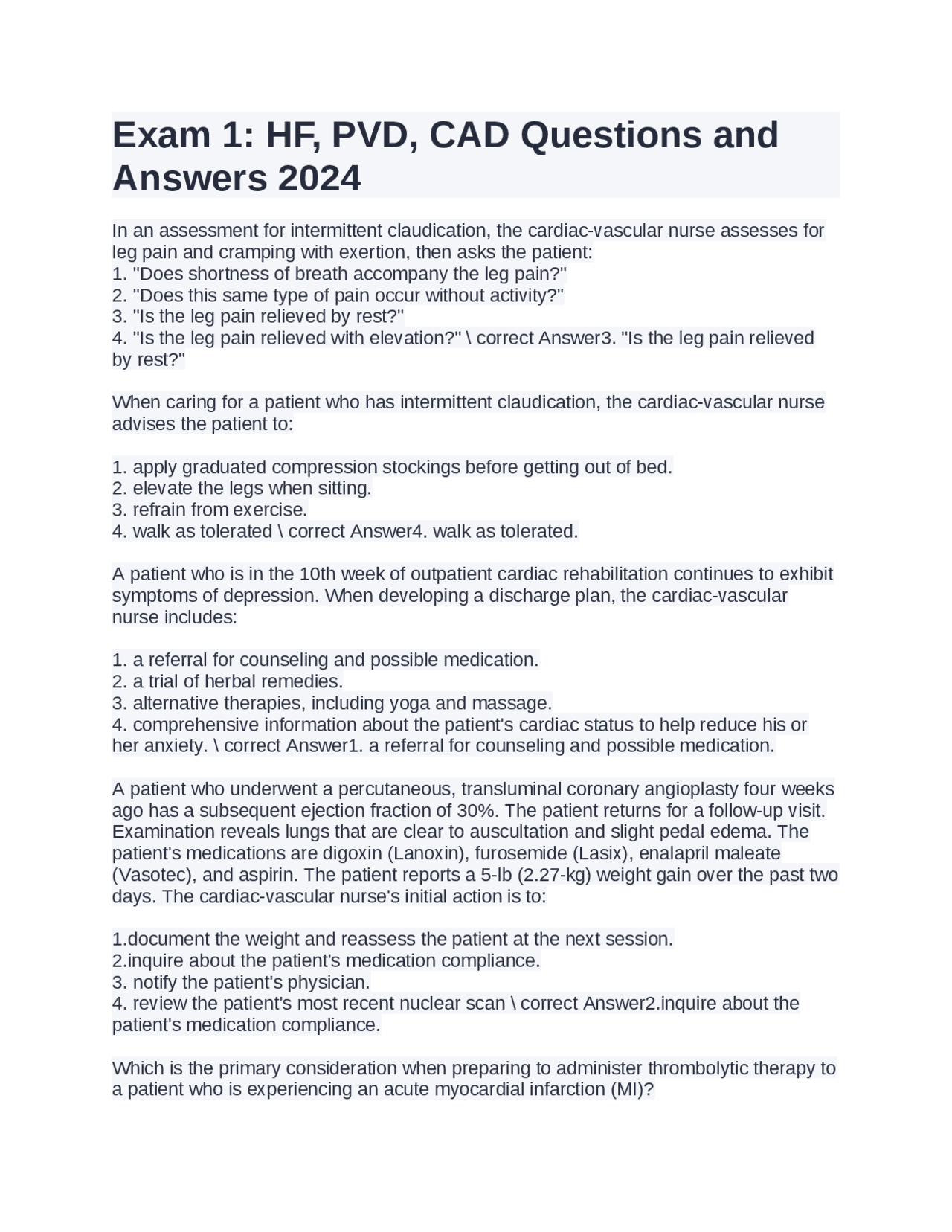 Peripheral Vascular Disease Exam Questions and Answers 2024 | Exams ...