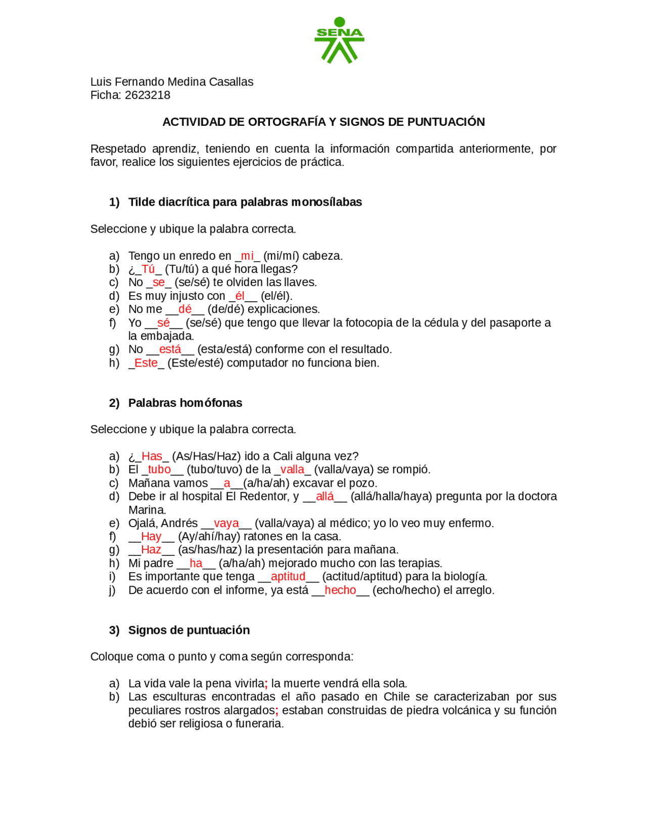 Puntuación y gramática | Ejercicios de Comunicación | Docsity