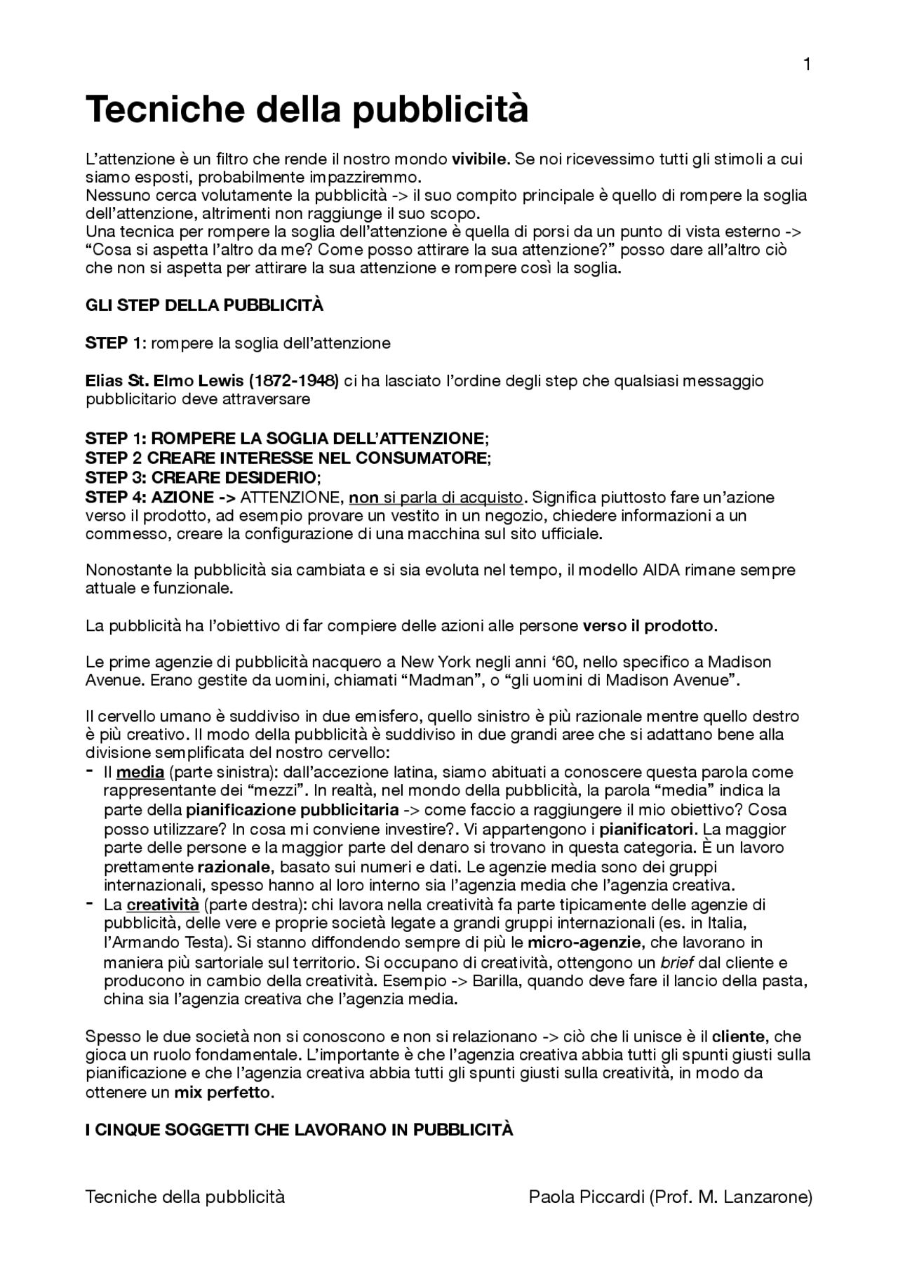 Tecniche della pubblicità (Sbobinature) + domande d'esame | Sbobinature ...