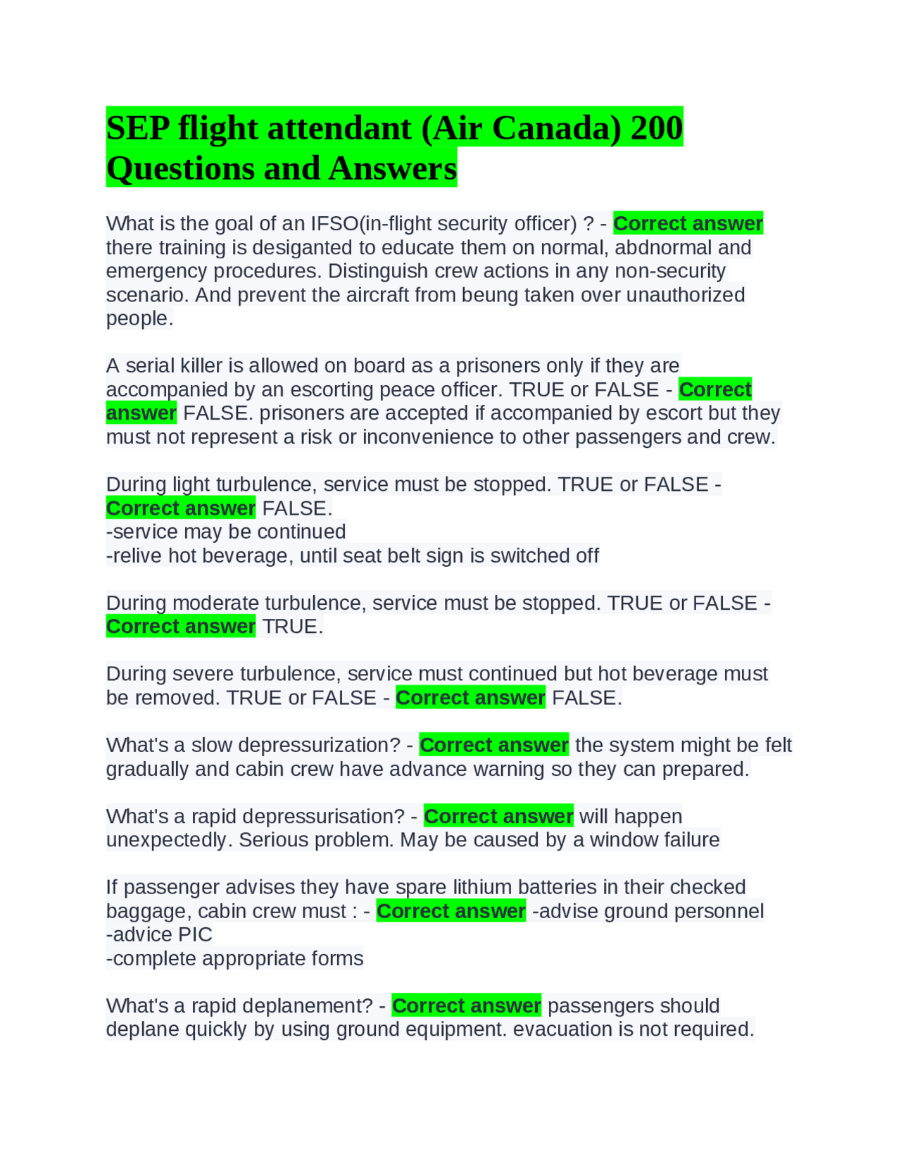 Airplane Cabin Crew Emergency Procedures and Responsibilities | Exams ...