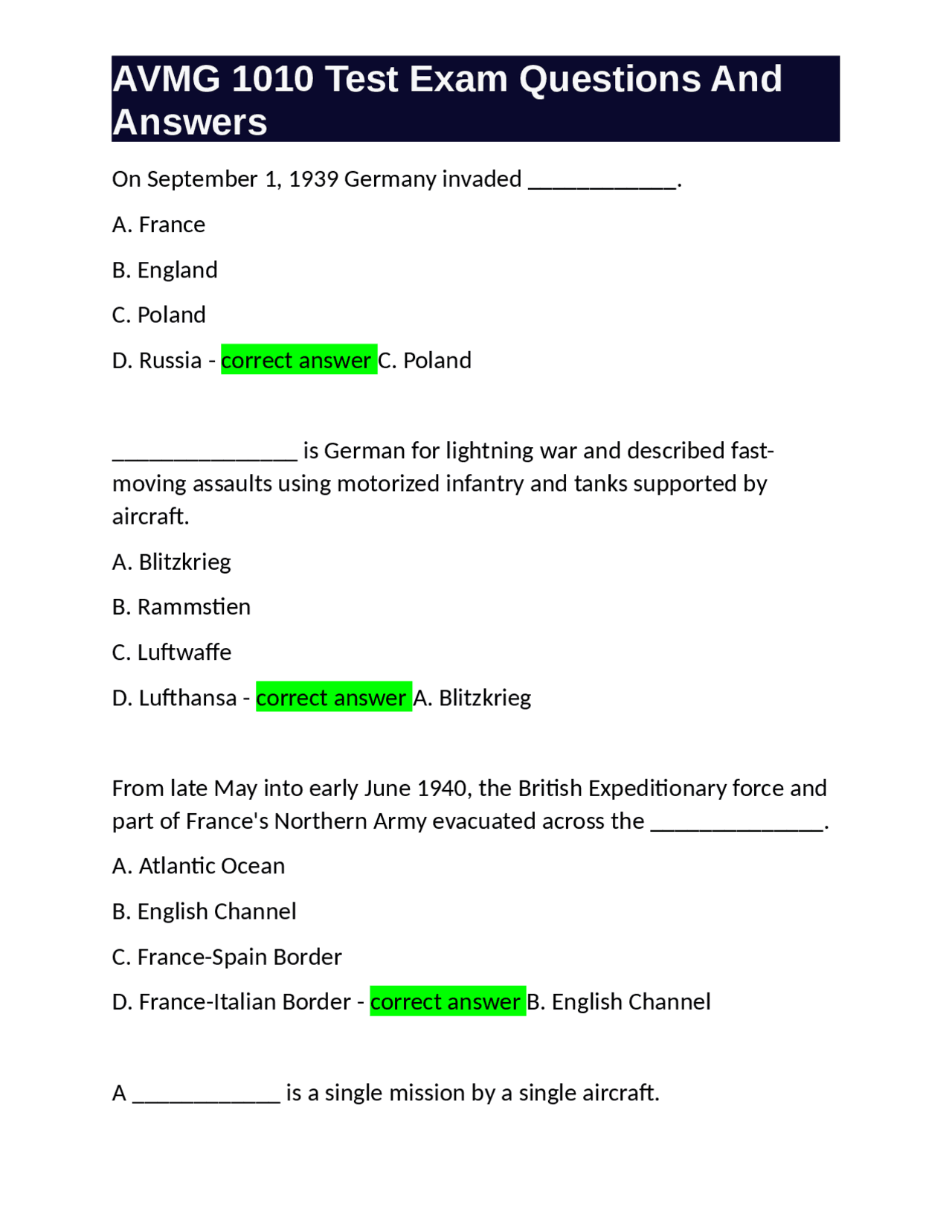 AVMG 1010 Test Exam Questions And Answers | Exams International ...