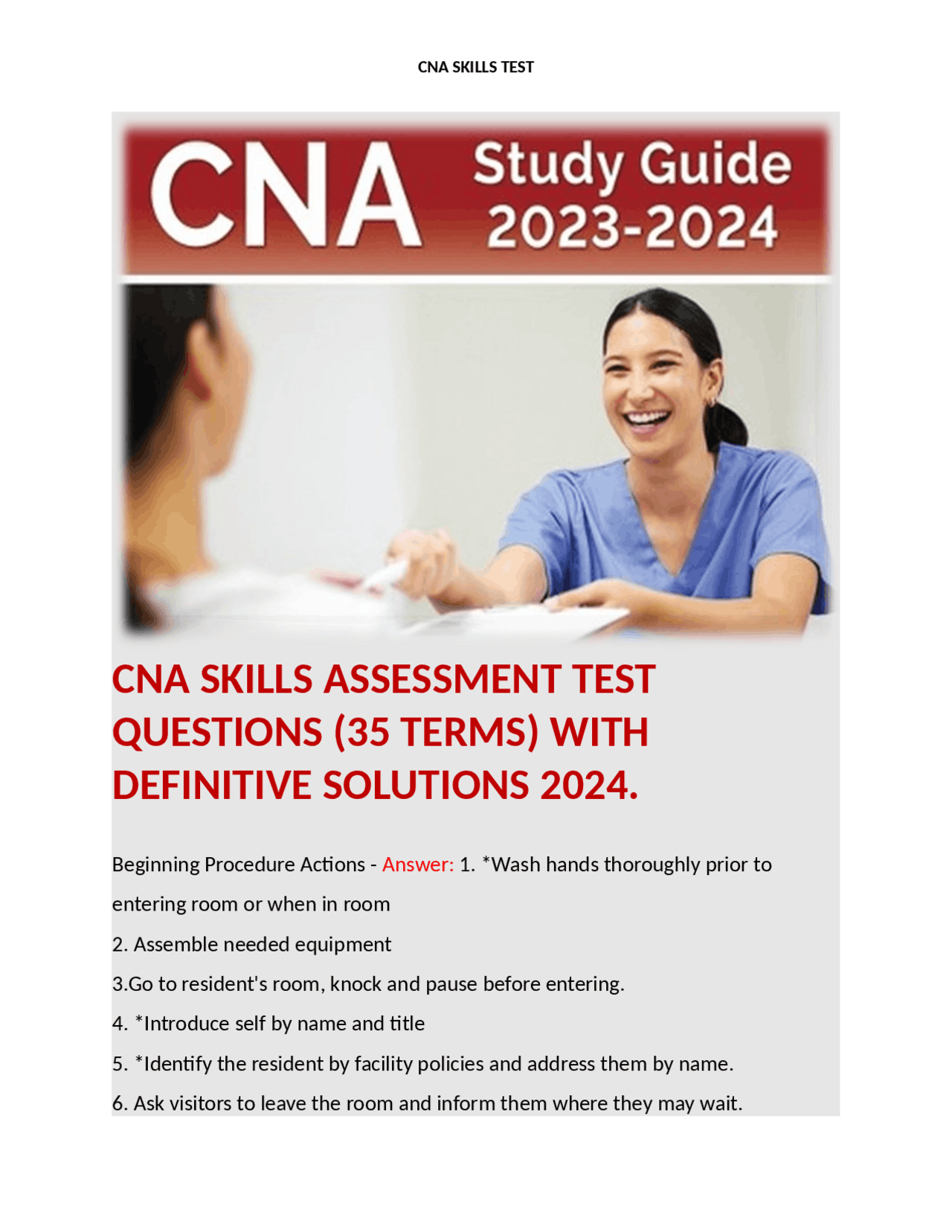 CNA Skills Test: Ulcer Prevention, Catheter Mgmt, Sheet Change ...