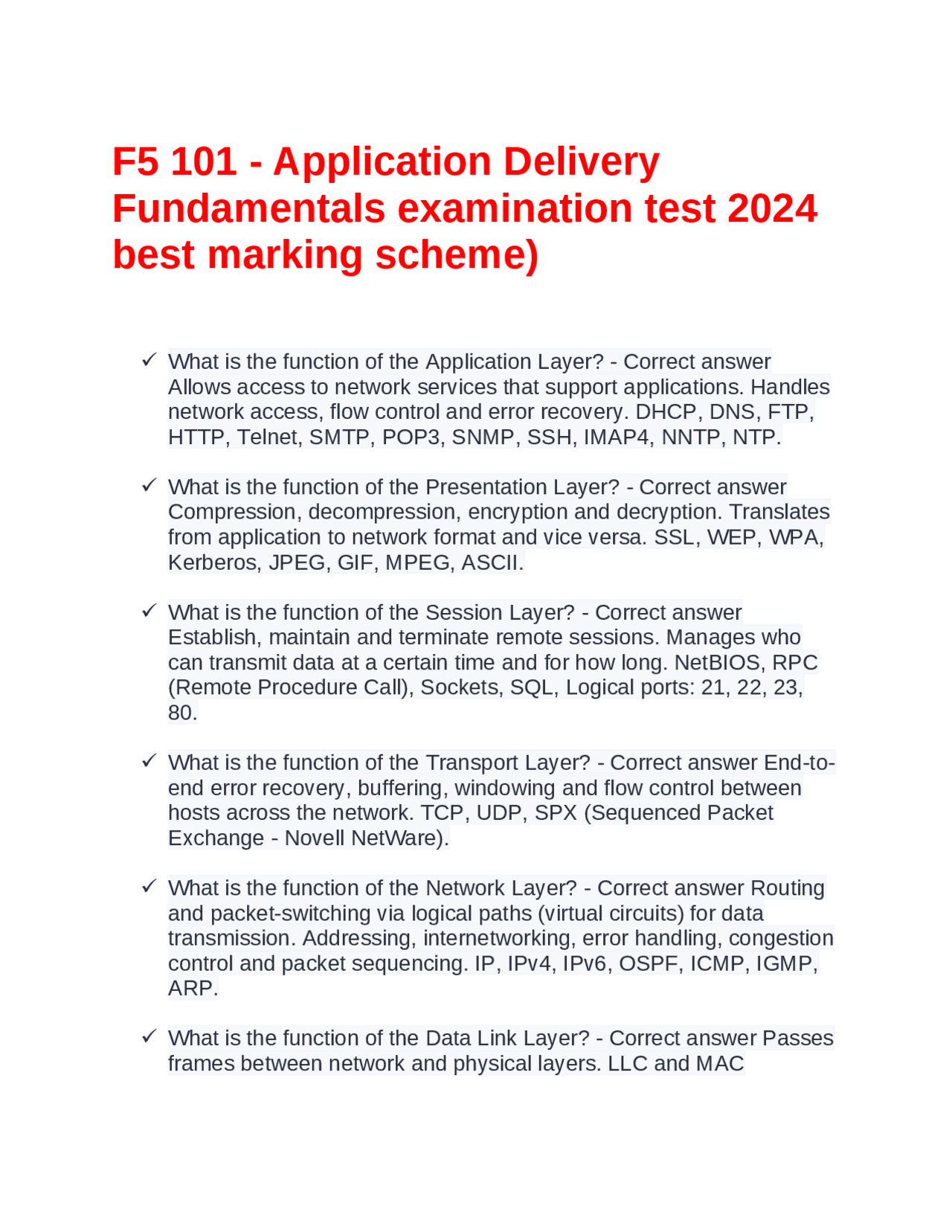 F5 101 - Application Delivery Fundamentals examination test 2024 best ...